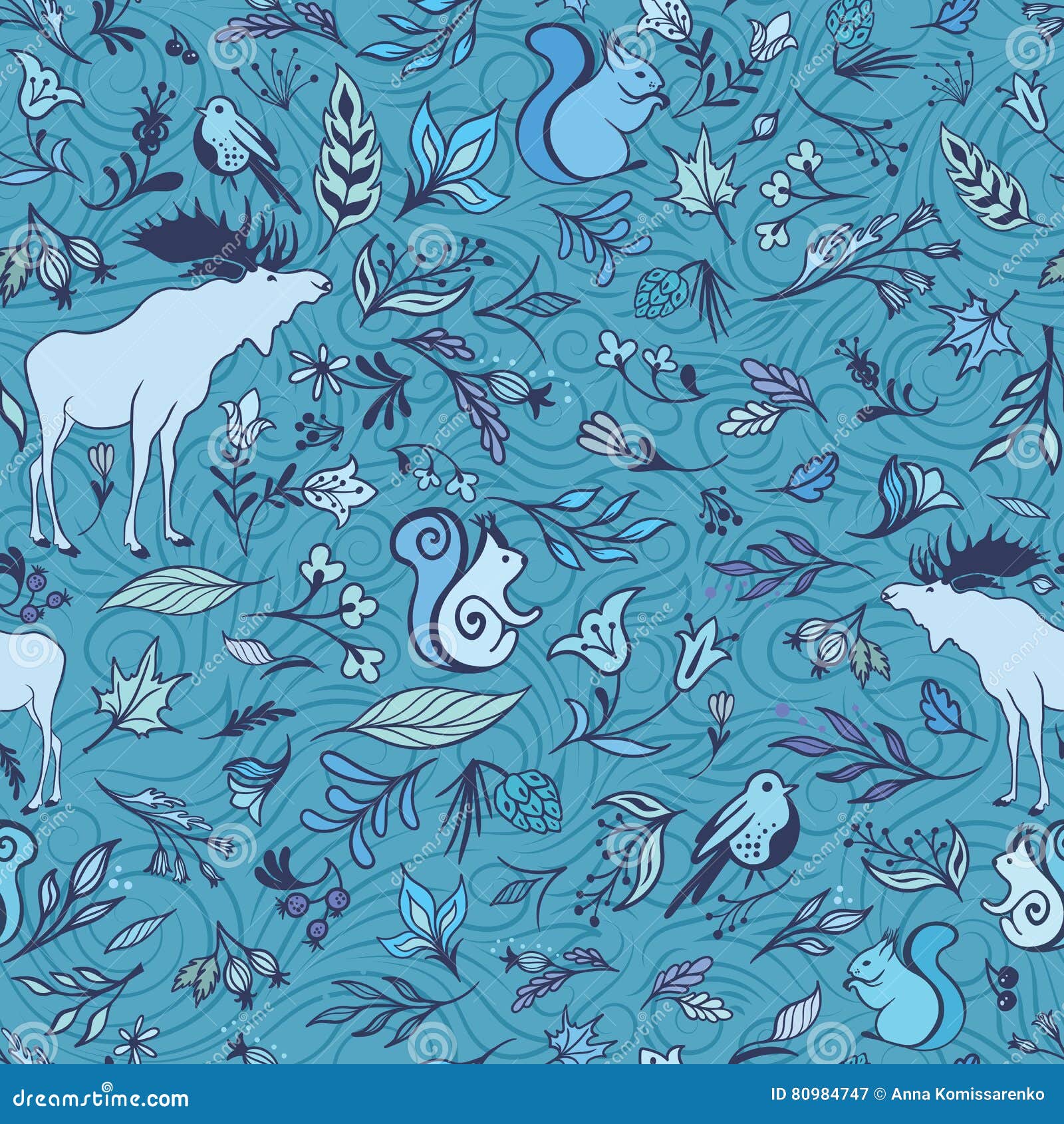 Vector Turquoise Forest Pattern Stock Vector - Illustration of season ...