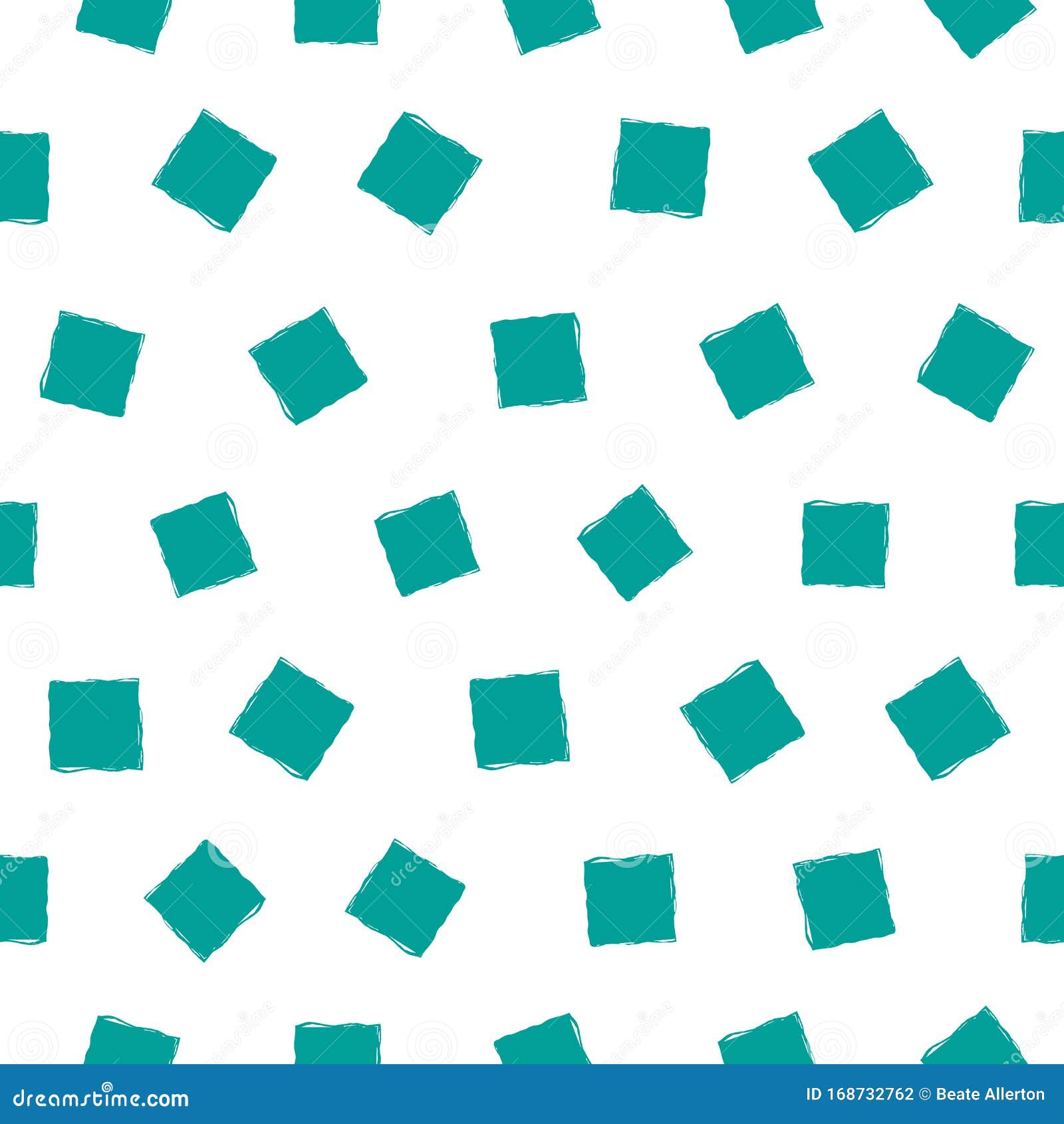 Vector Turquoise Hand Drawn Painterly Squares with Irregular Edges in ...