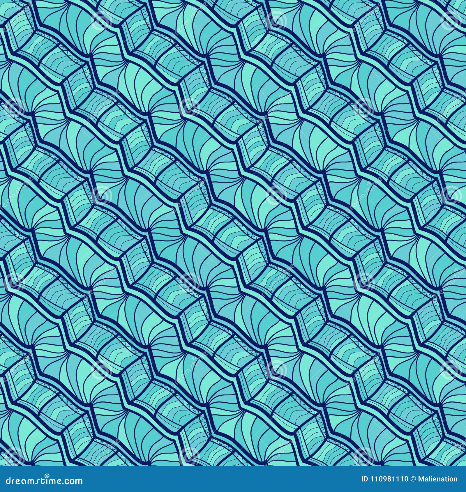 Vector Turquoise Seamless Pattern. Repeating Geometric Ornament. Modern ...