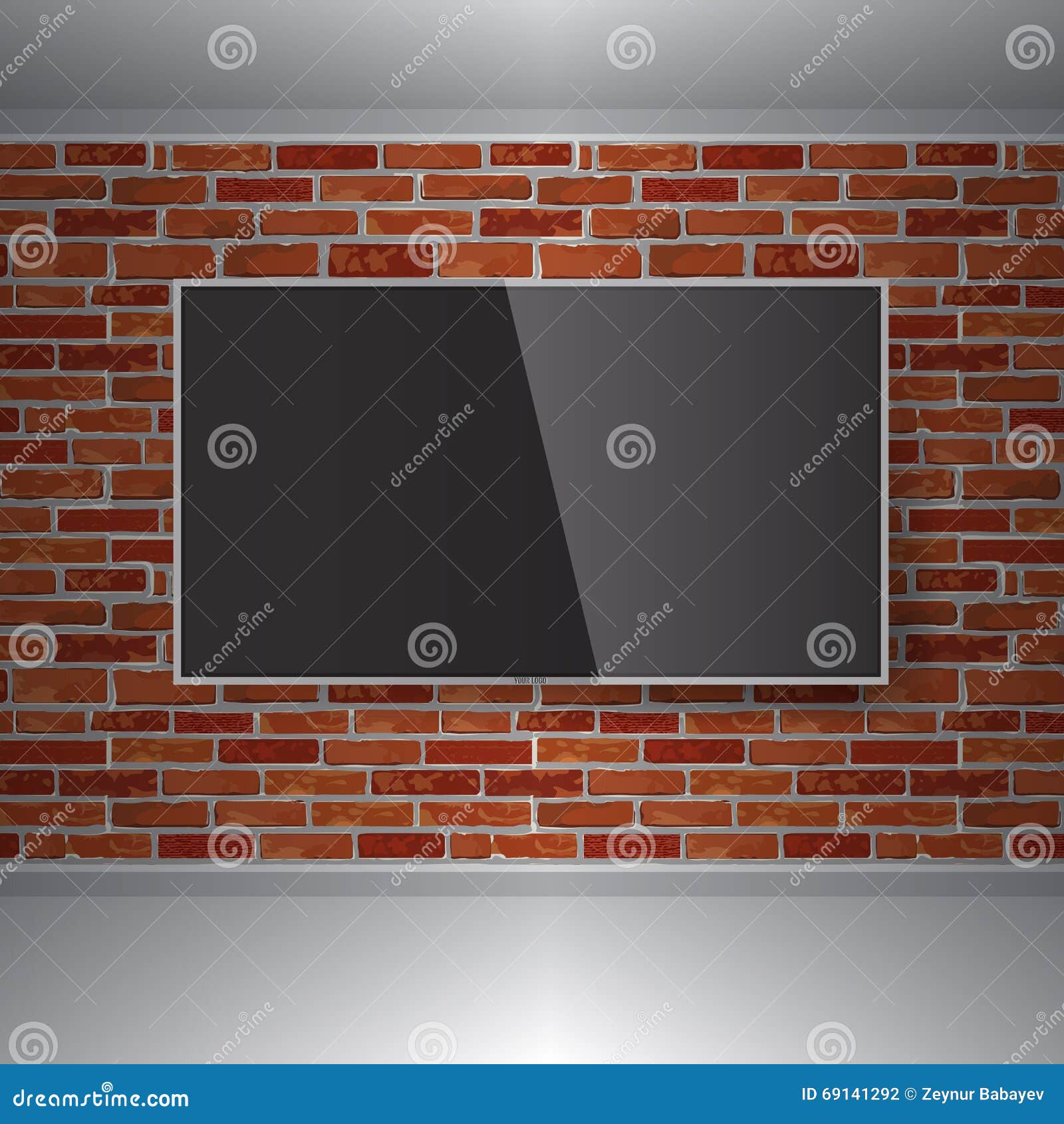 Vector TV on Red Brick Wall. Ideal and Creative Background Stock Vector ...