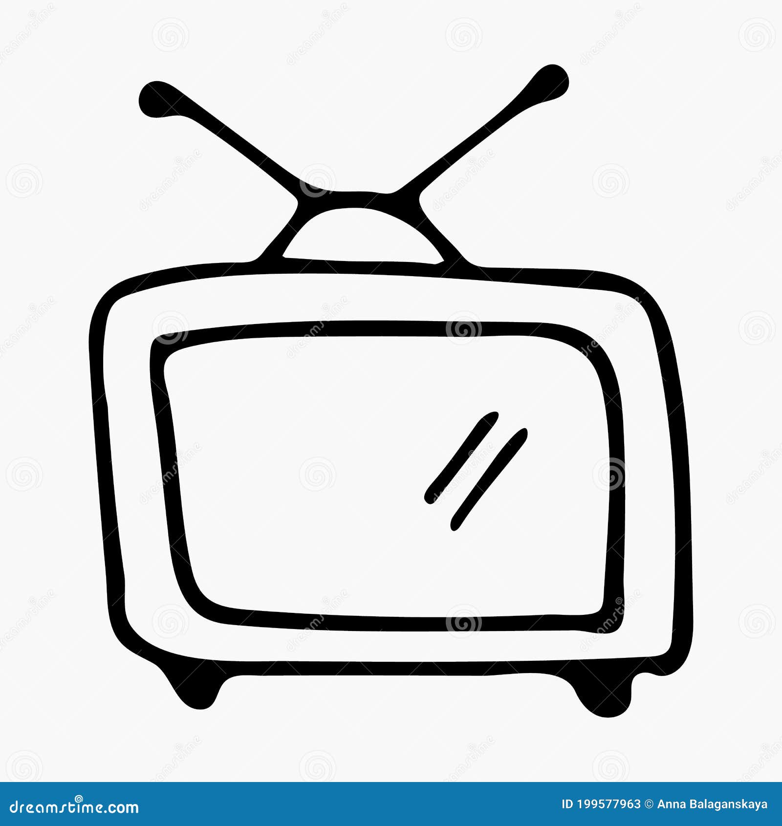 Vector TV Symbol Hand Drawing Stock Vector - Illustration of cartoon ...