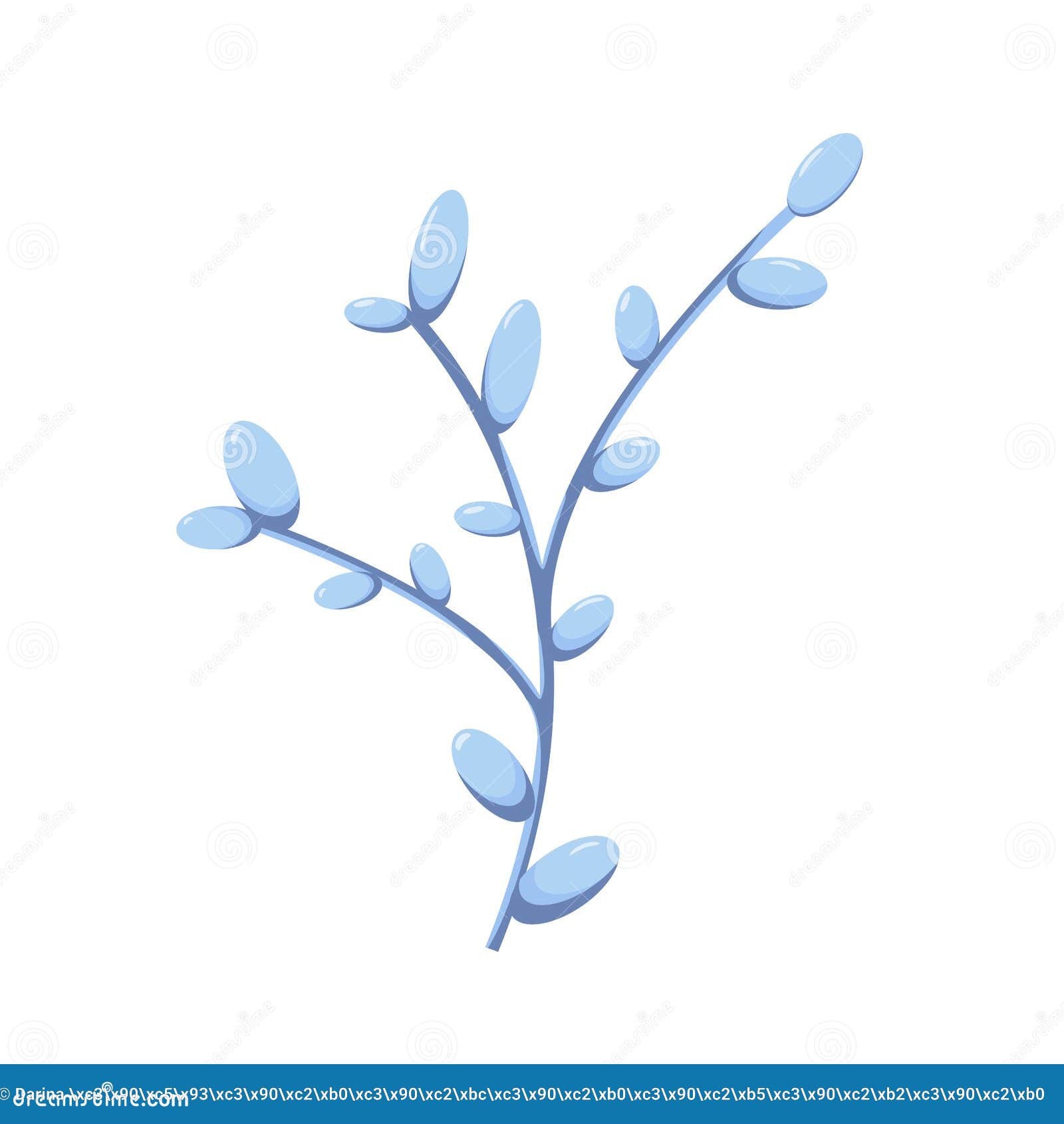 Vector Twig Icon with Round Leaves. Tropical Green Leaf Vector Icon for ...