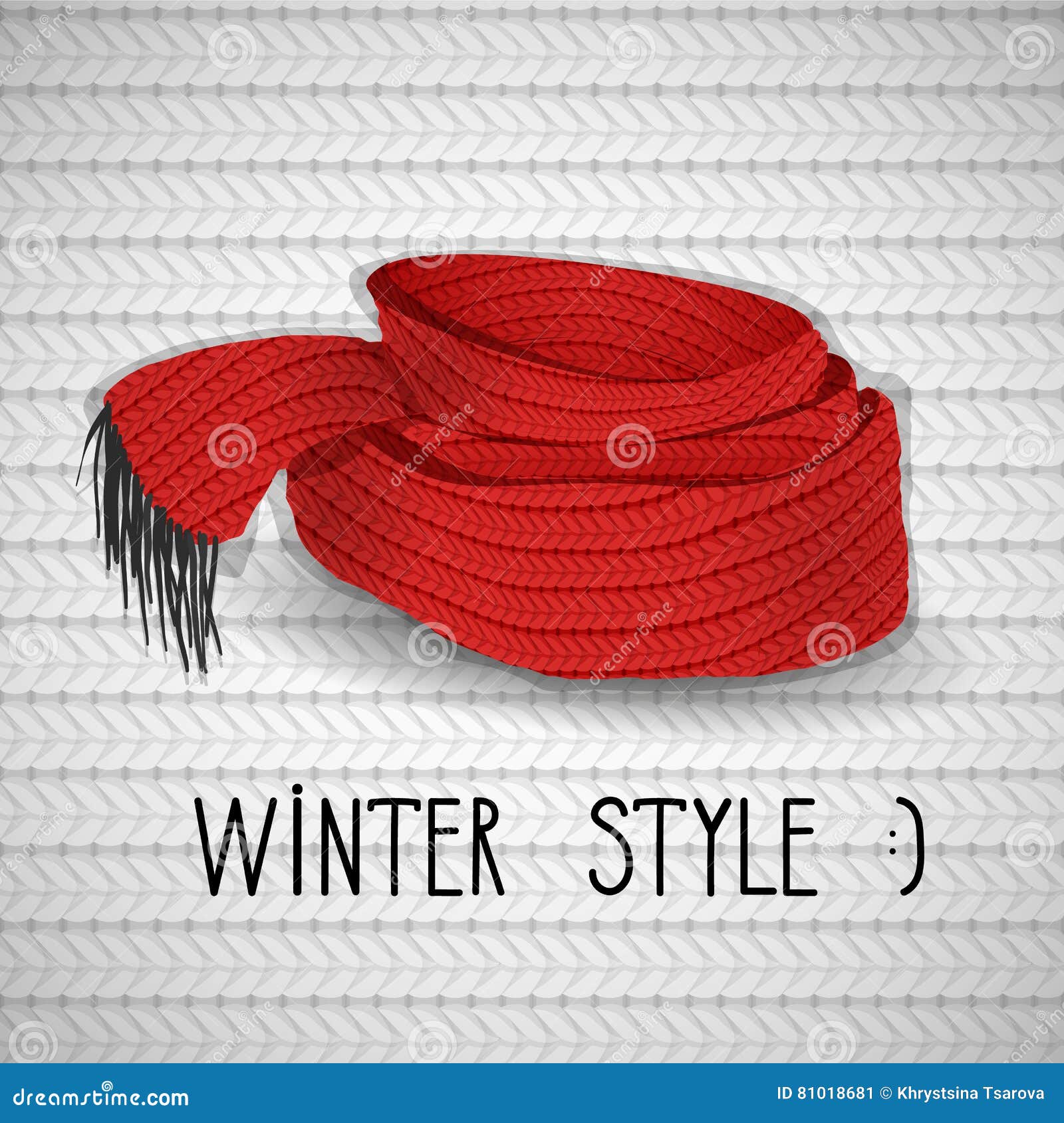 Vector Twisted Red Knitted Scarf Stock Vector - Illustration of craft ...