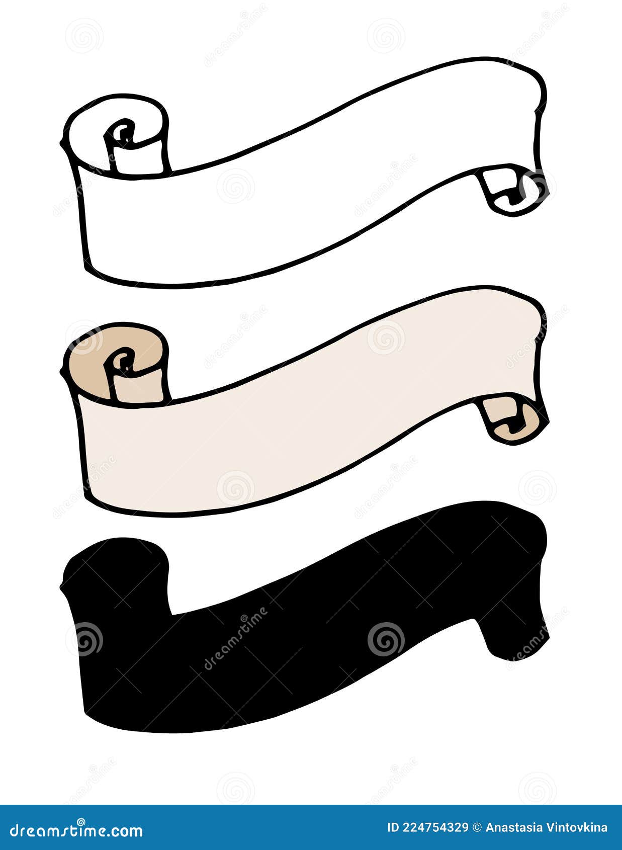 Vector of Twisted Scrolls of Light Brown Color. a Set of Spiral Scroll ...