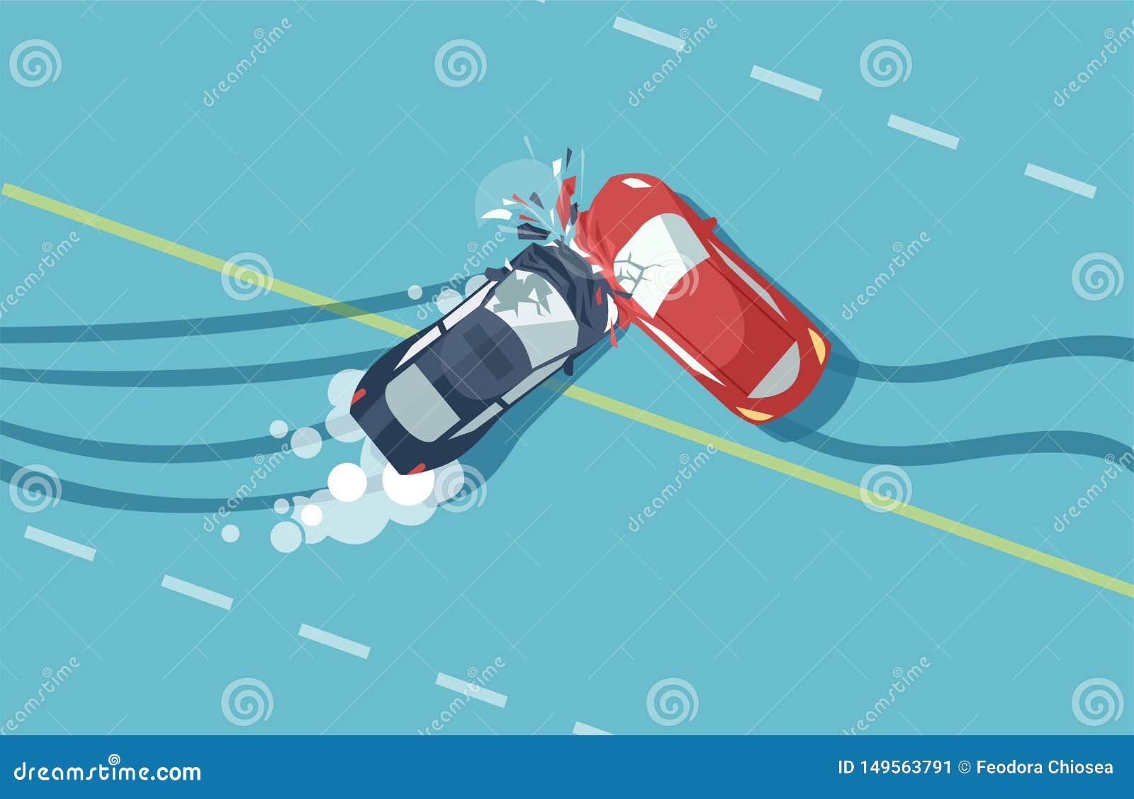 Vector of Two Car Accident Top View of Vehicle Stock Illustration ...