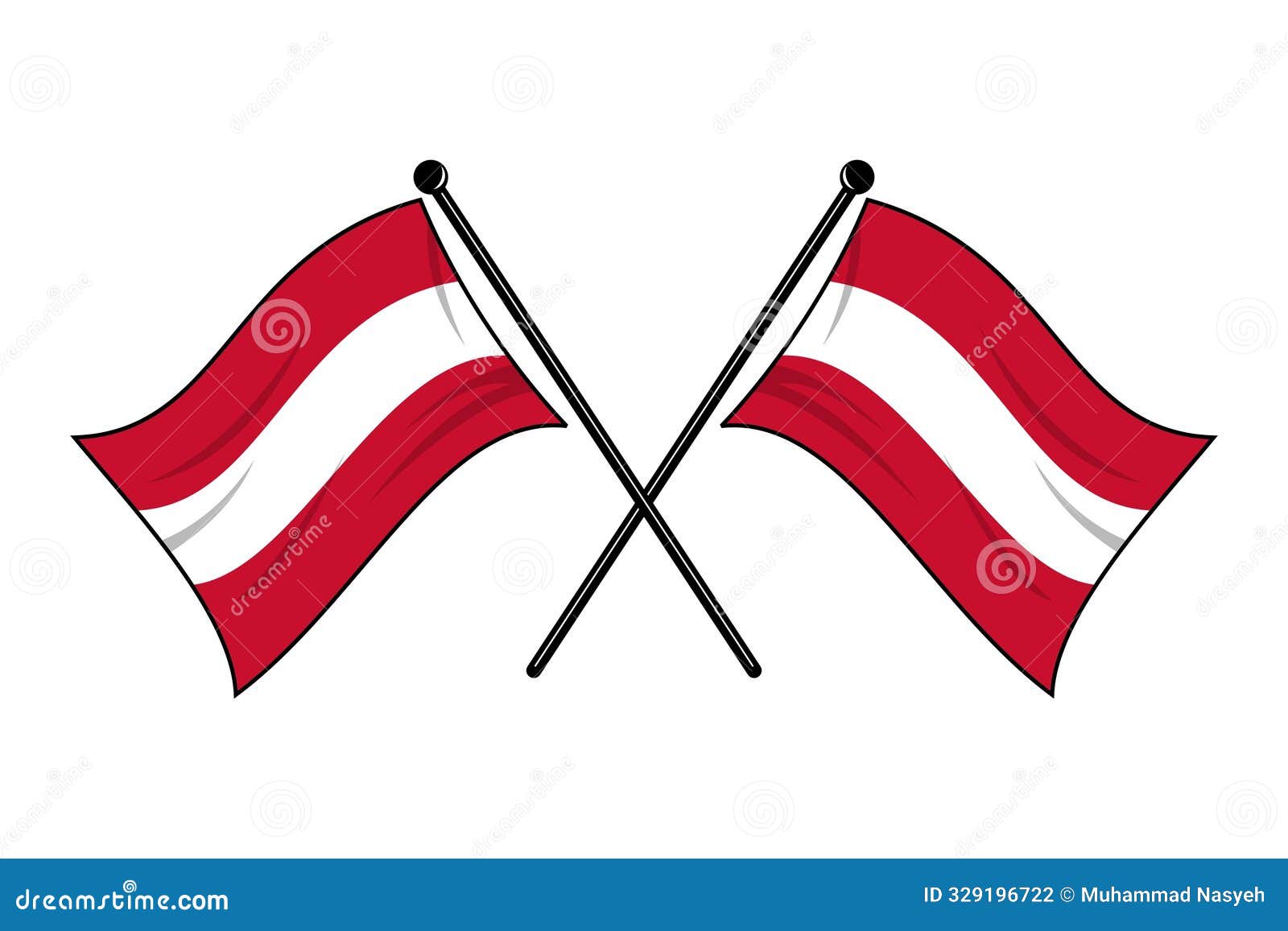 Vector of Two Crossed Austrian Flags on a Black Pole with Editable 3d ...