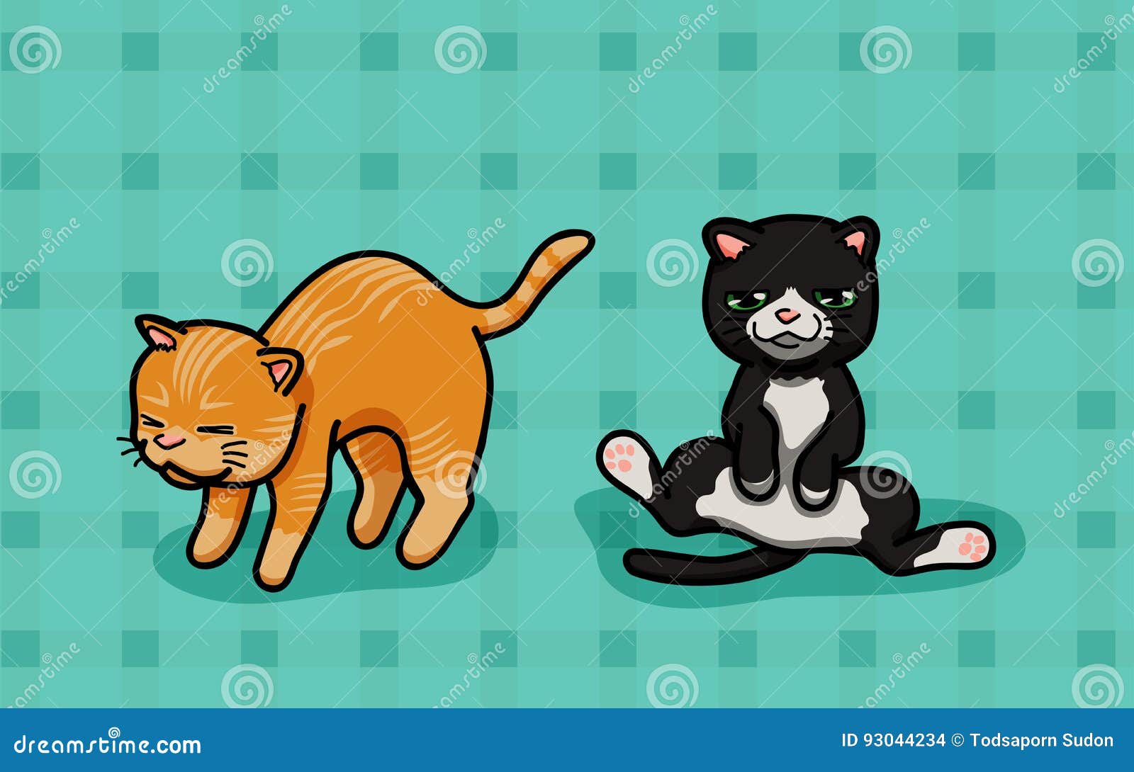 Vector Two cute cats. stock vector. Illustration of little - 93044234