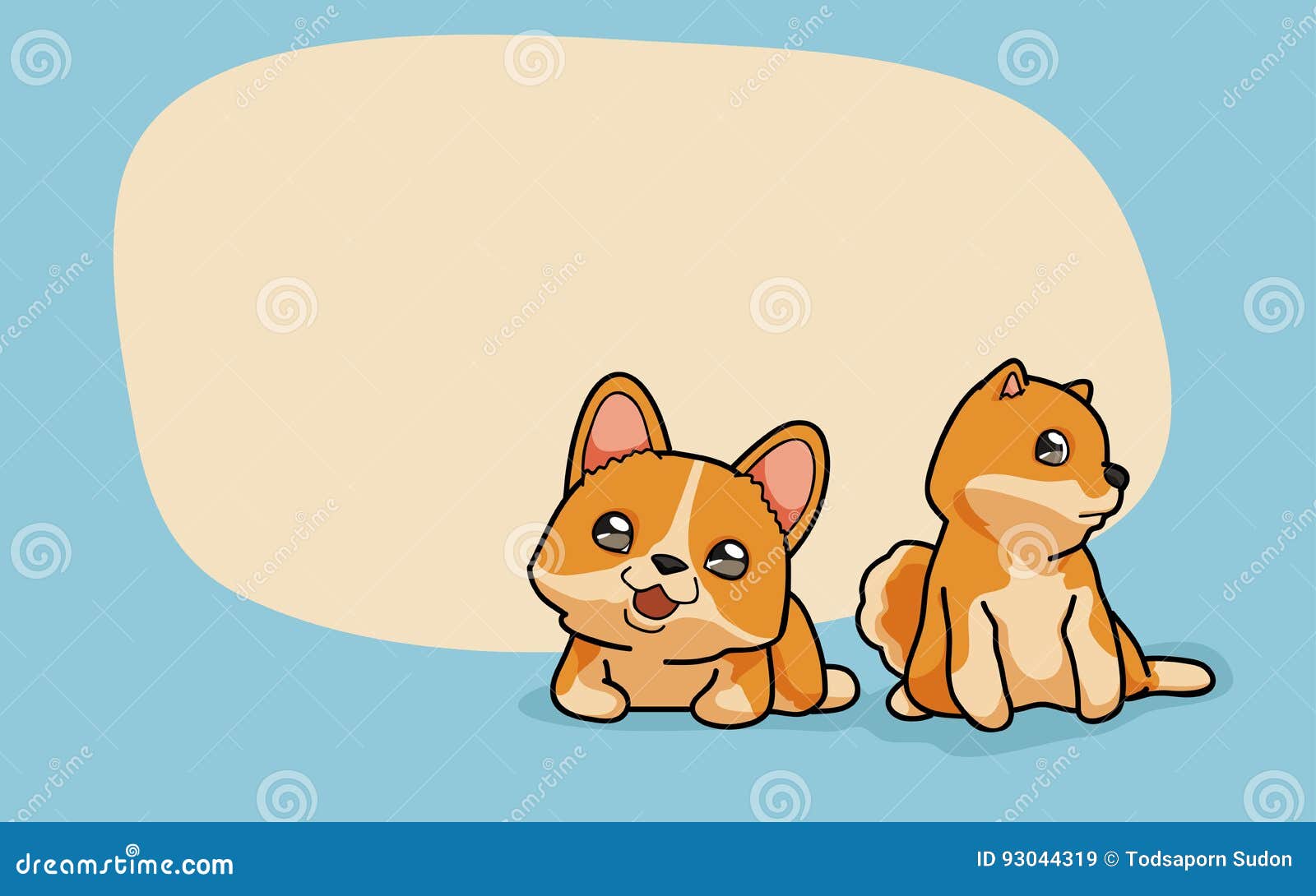 Vector Two cute dogs stock vector. Illustration of funny - 93044319