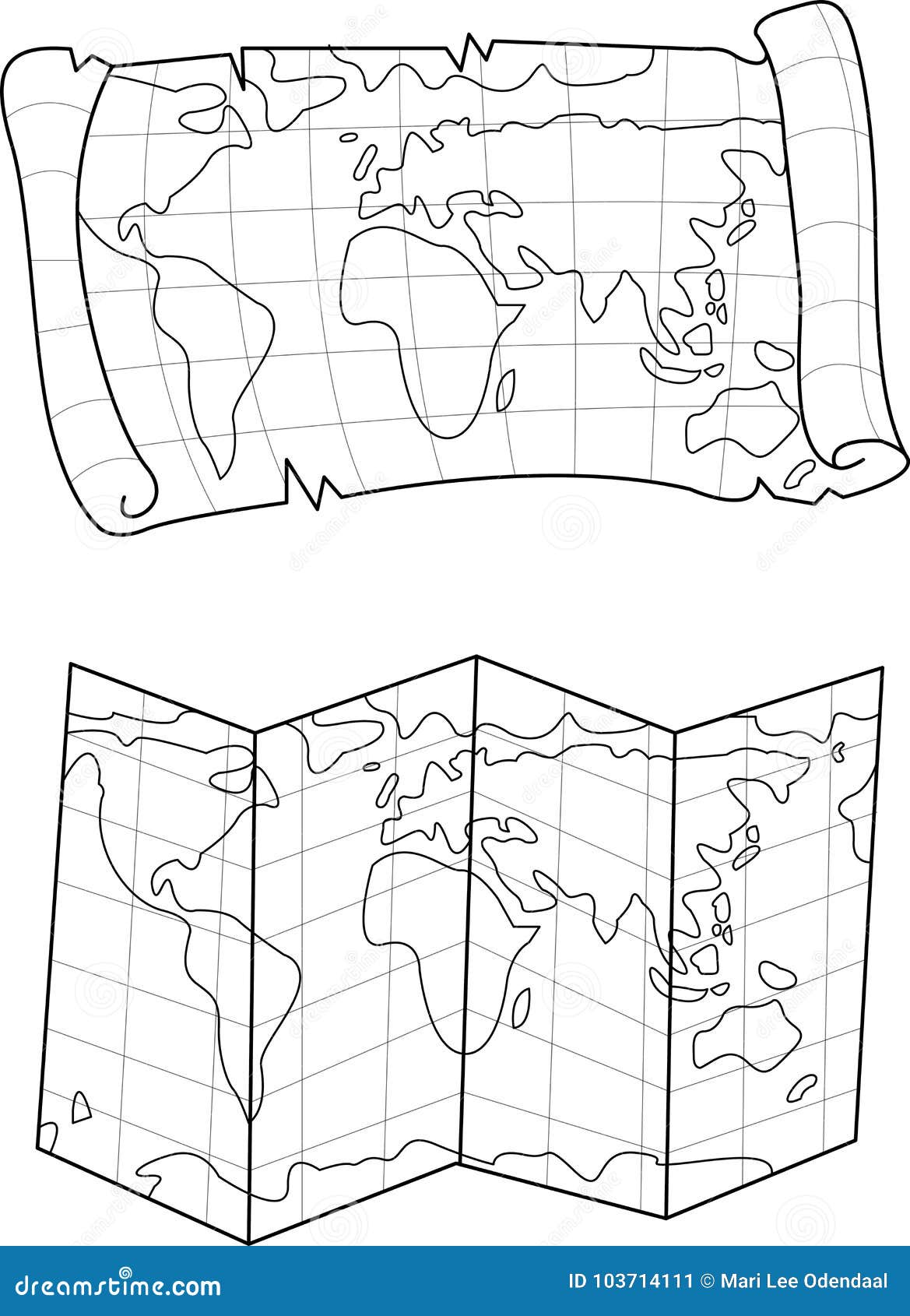 Vector of two map outlines stock vector. Illustration of fold - 103714111