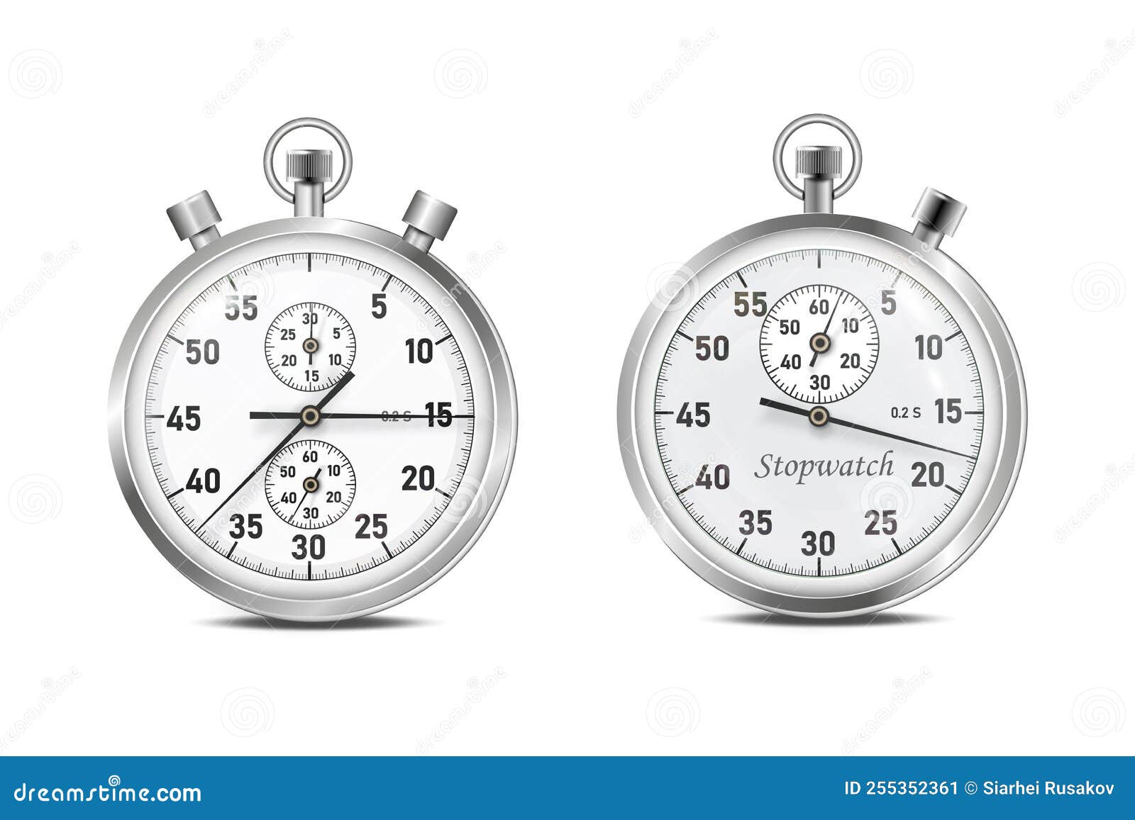 Vector Two Stopwatches. Classic Stopwatch EPS 10 Vector. Glass ...