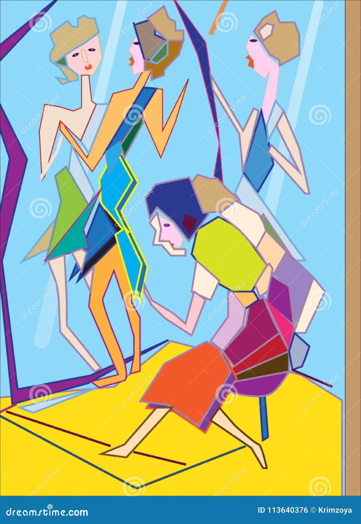 Vector two women stock illustration. Illustration of dress - 113640376