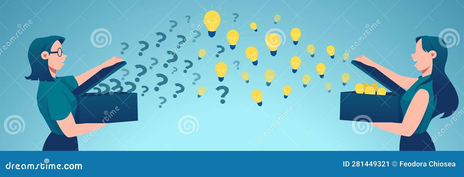 Vector of Two Women Communicating and Helping Each Other To Solve ...