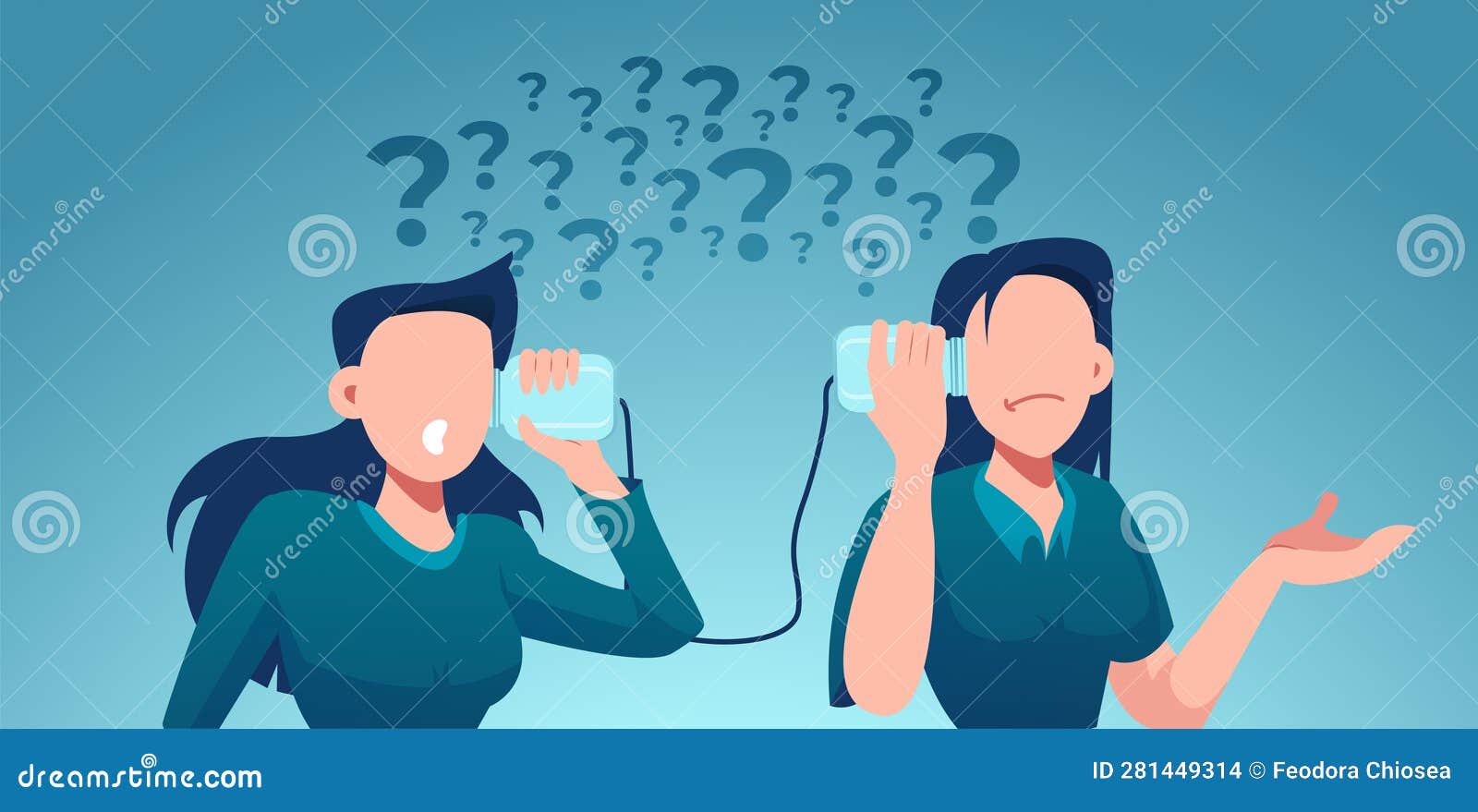 Vector of Two Women Have a Difficult Communication Stock Illustration ...