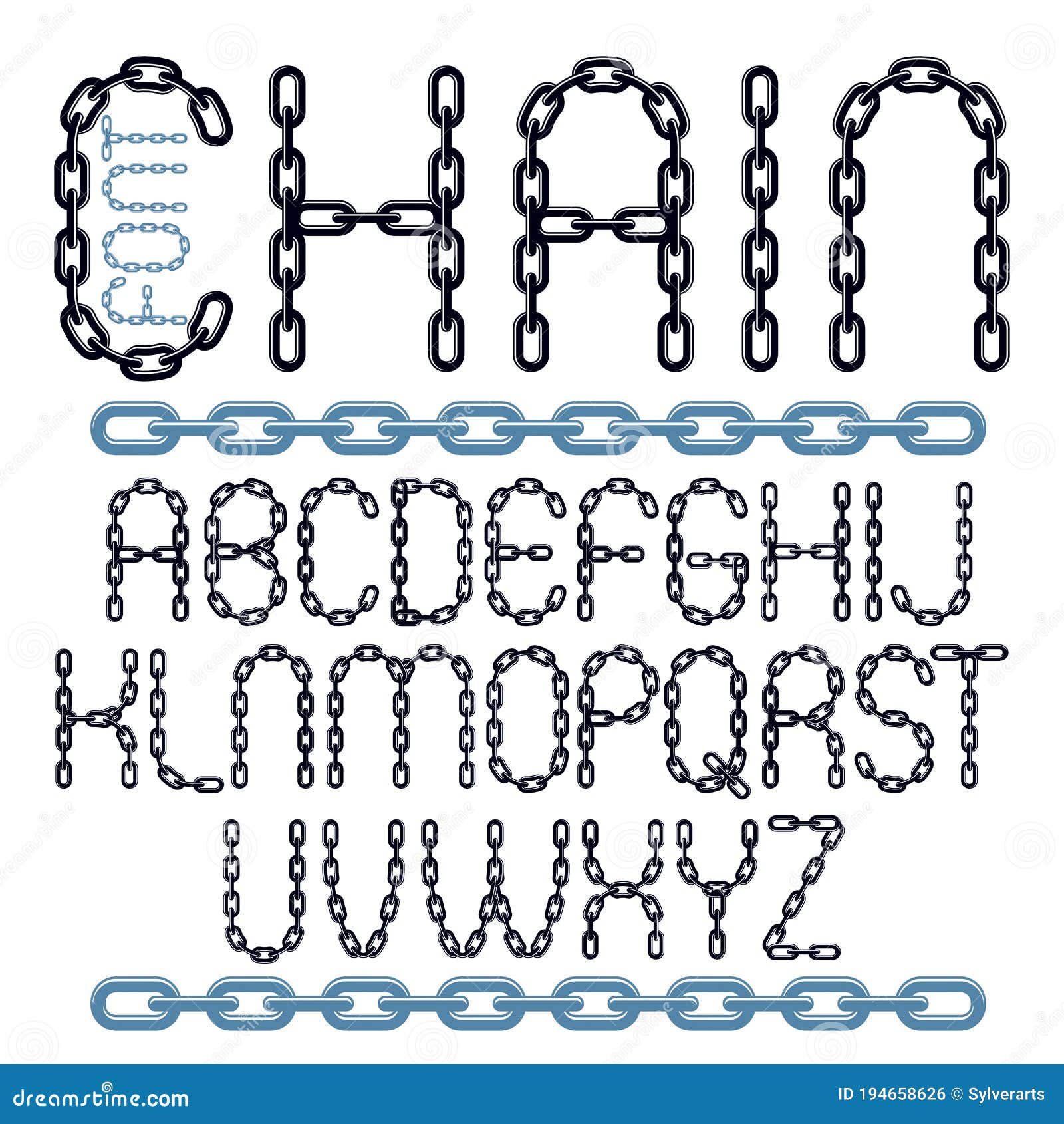 Vector Type Font, Script from a To Z. Capital Decorative Letters ...