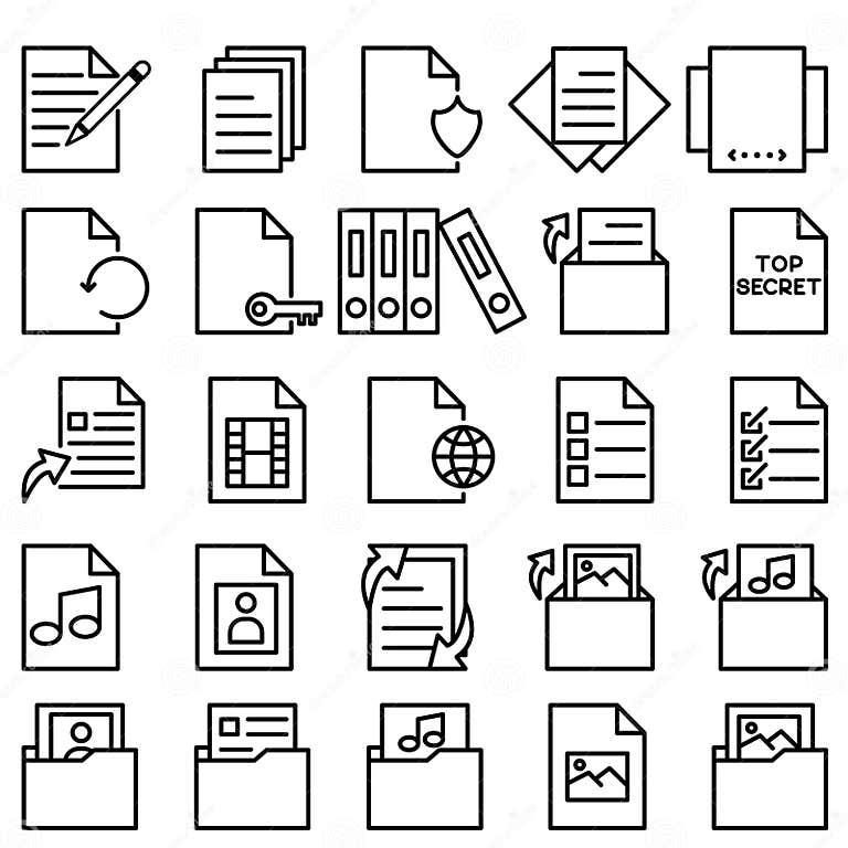 Vector. Types of Electronic Documents. Paper Sheet Icons Set, Paper ...