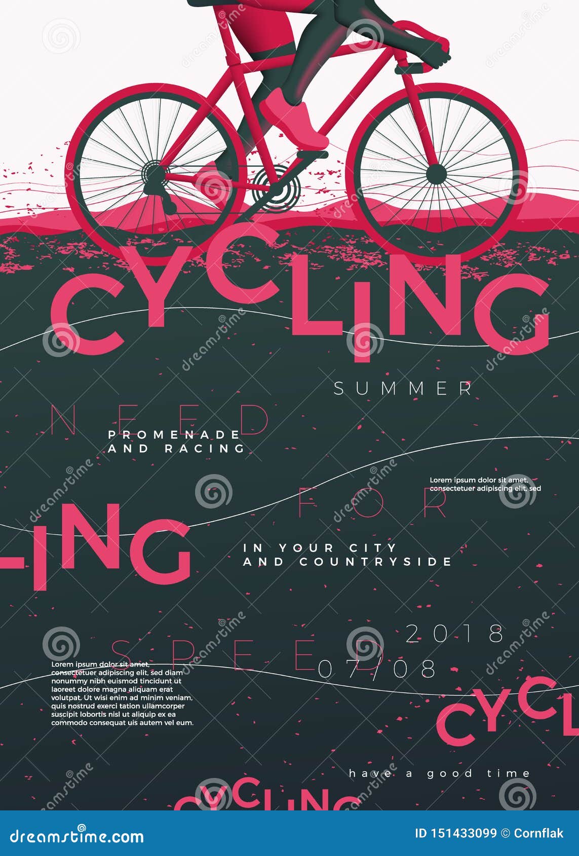 Vector Typographic Cycling Poster with Bycicle Stock Vector ...