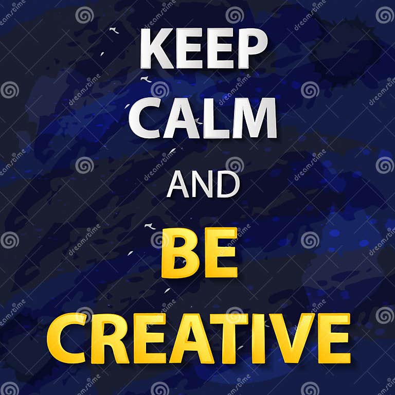 Vector Typographic Illustration on Abstract Blue Background, Keep Calm ...