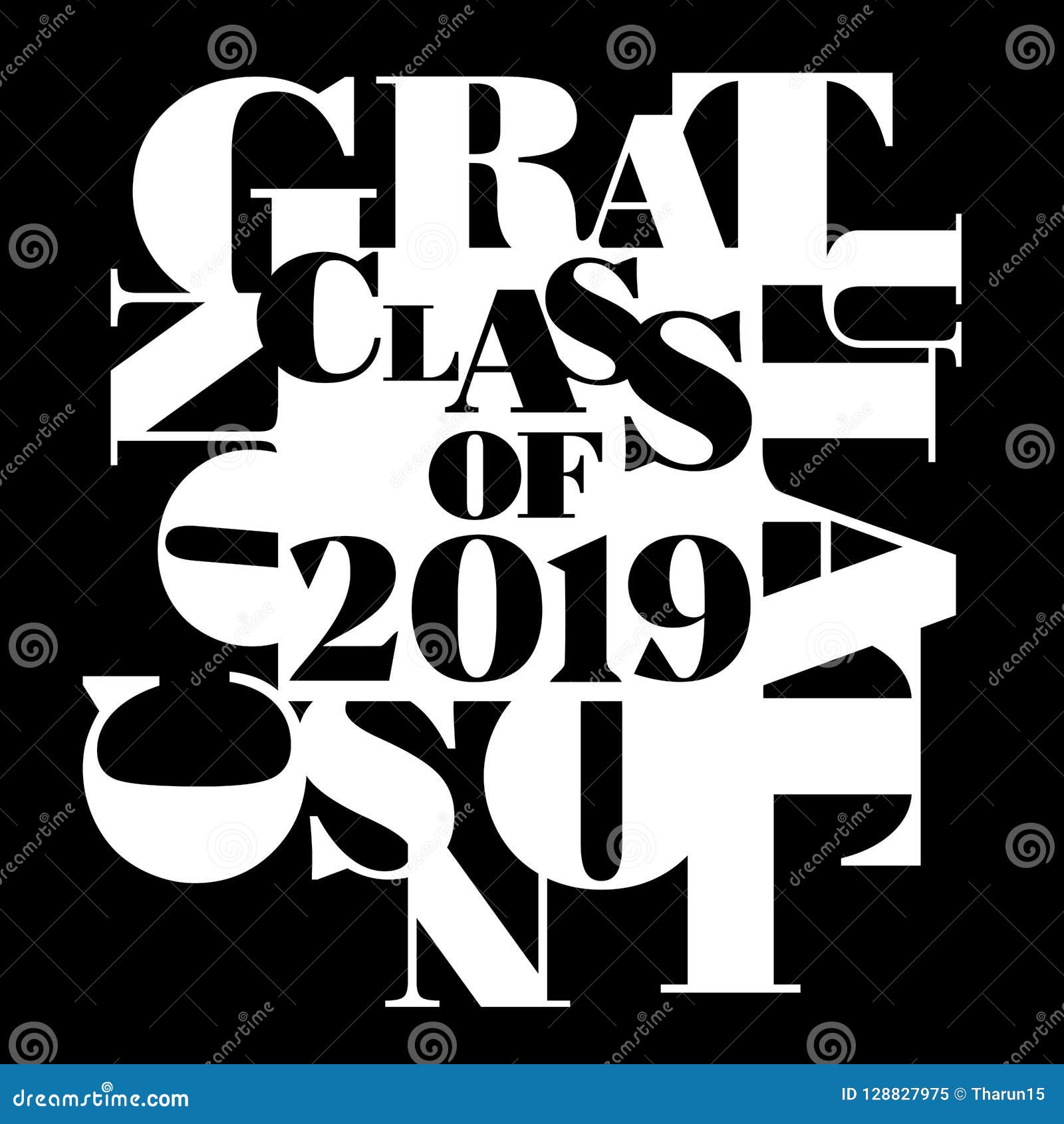Vector Typography Illustration of Class of 2019 in Black and White ...
