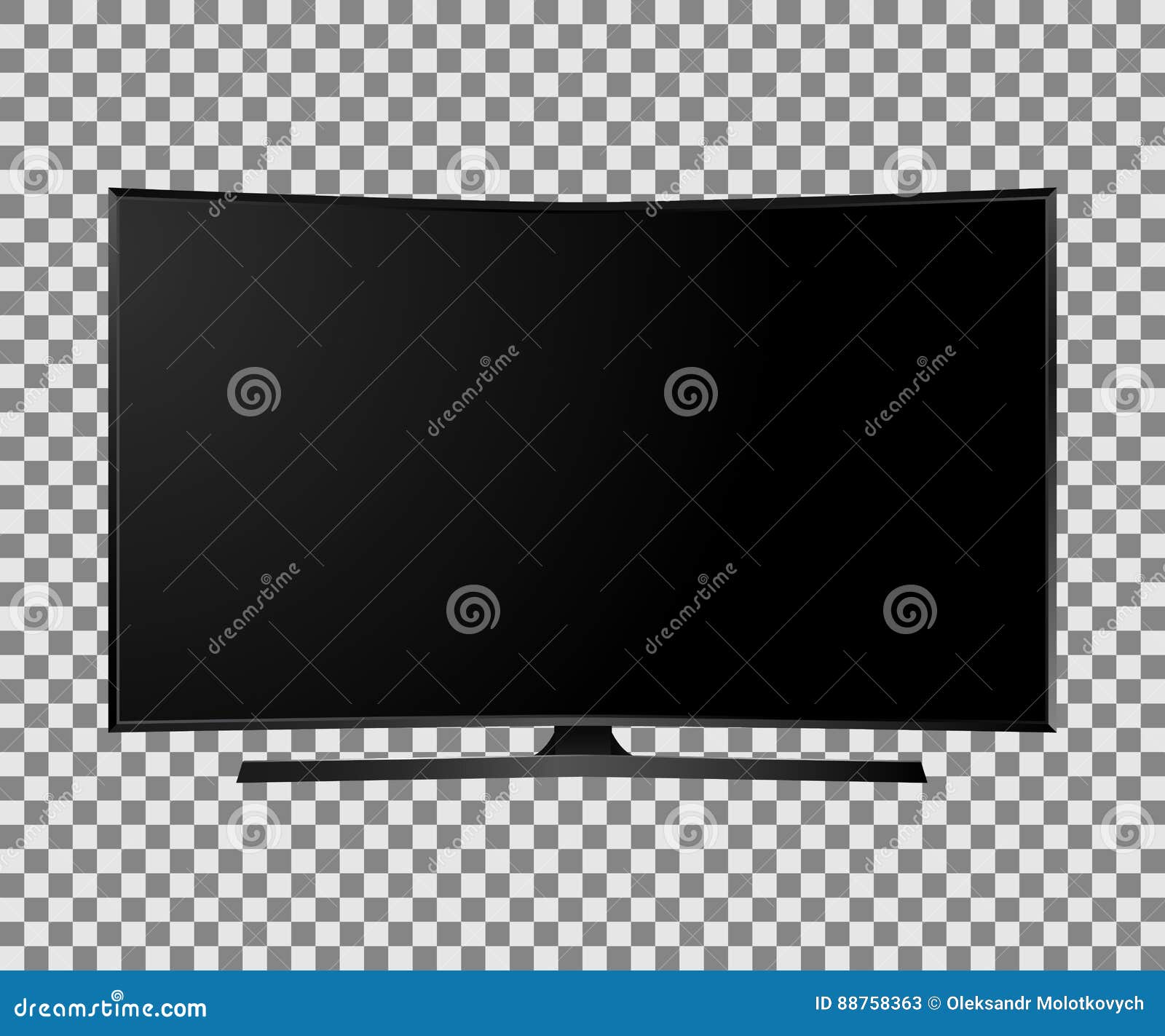 Vector UHD Smart Tv with Black Curved Screen on White Background. Stock ...