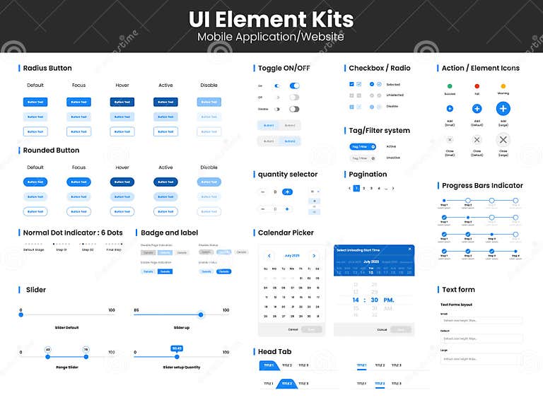 Vector UI Elements Kit for Website Template and Mobile Application ...