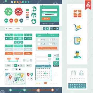 Vector UI Elements for Web and Mobile. Stock Vector - Illustration of ...