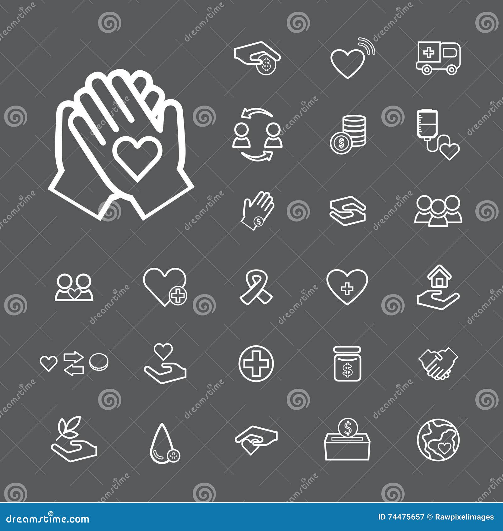 Health, Donation, Charity Logo Or Label. Hand Holding Heart, Symbol ...