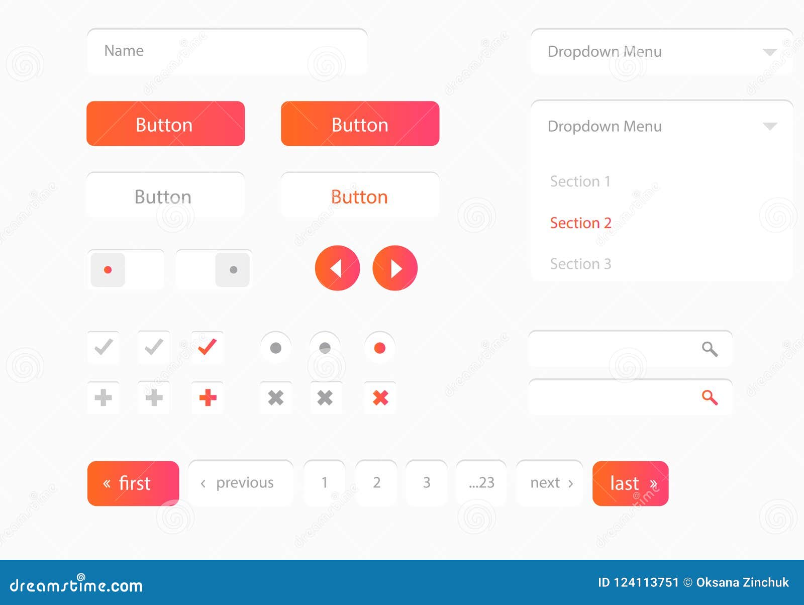 Vector UI Kit Web Template. Web Design Elements. Vector Set of Various ...