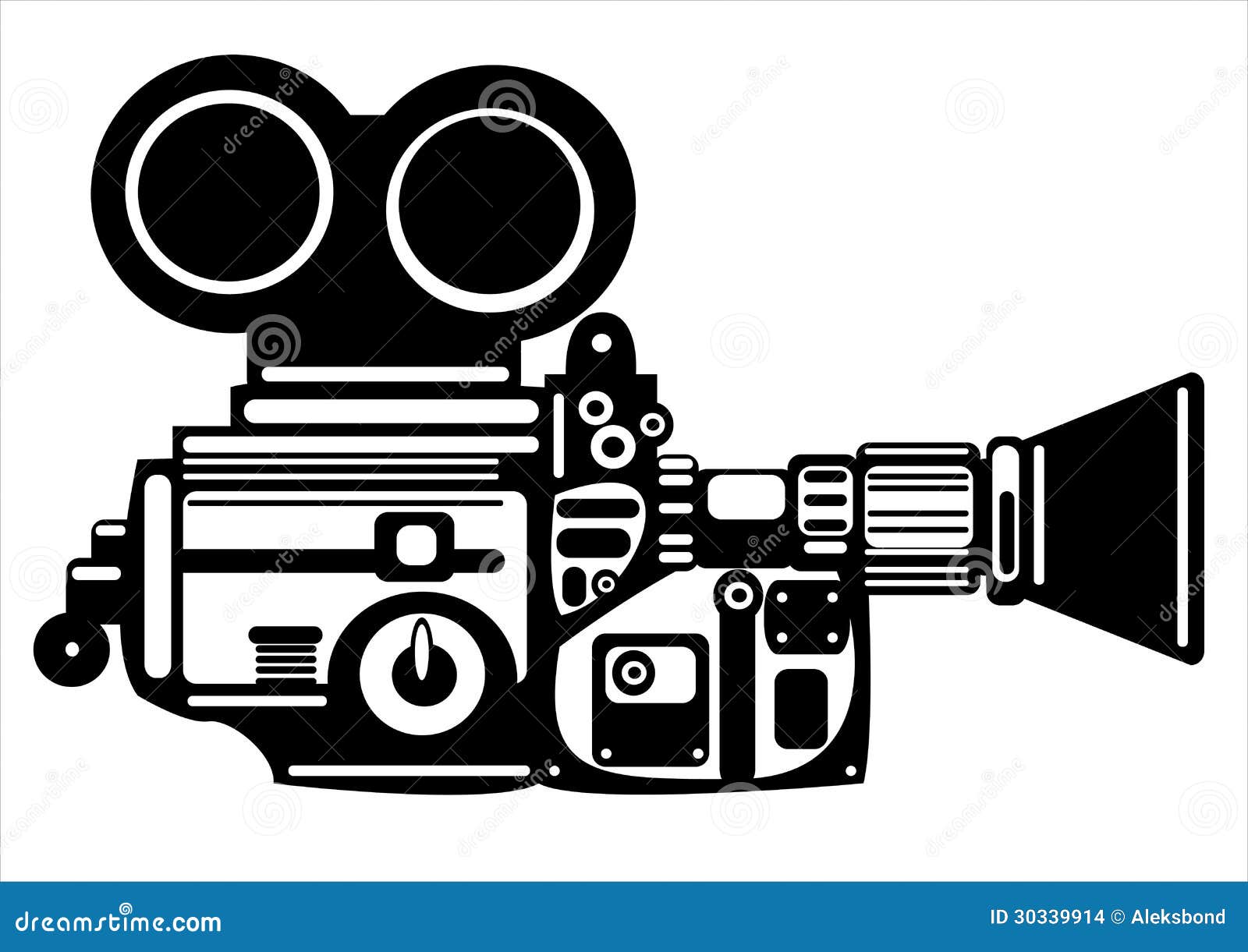 Vector Uitstekende Die Filmcamera Op Wit Wordt Geïsoleerd Stock ...