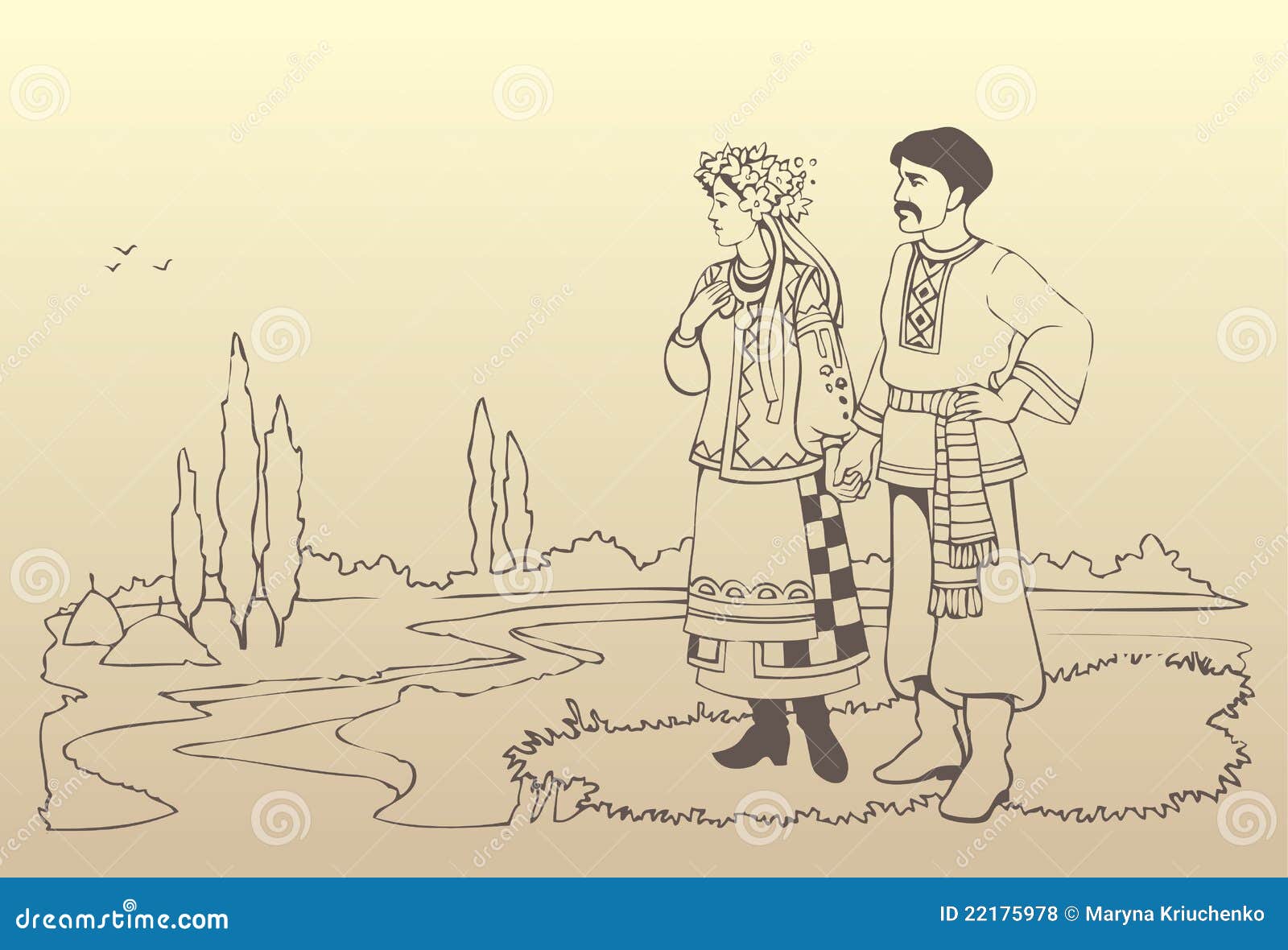 Ukrainian Couple Performing Hopak Dance Of Ukraine Cartoon Vector ...