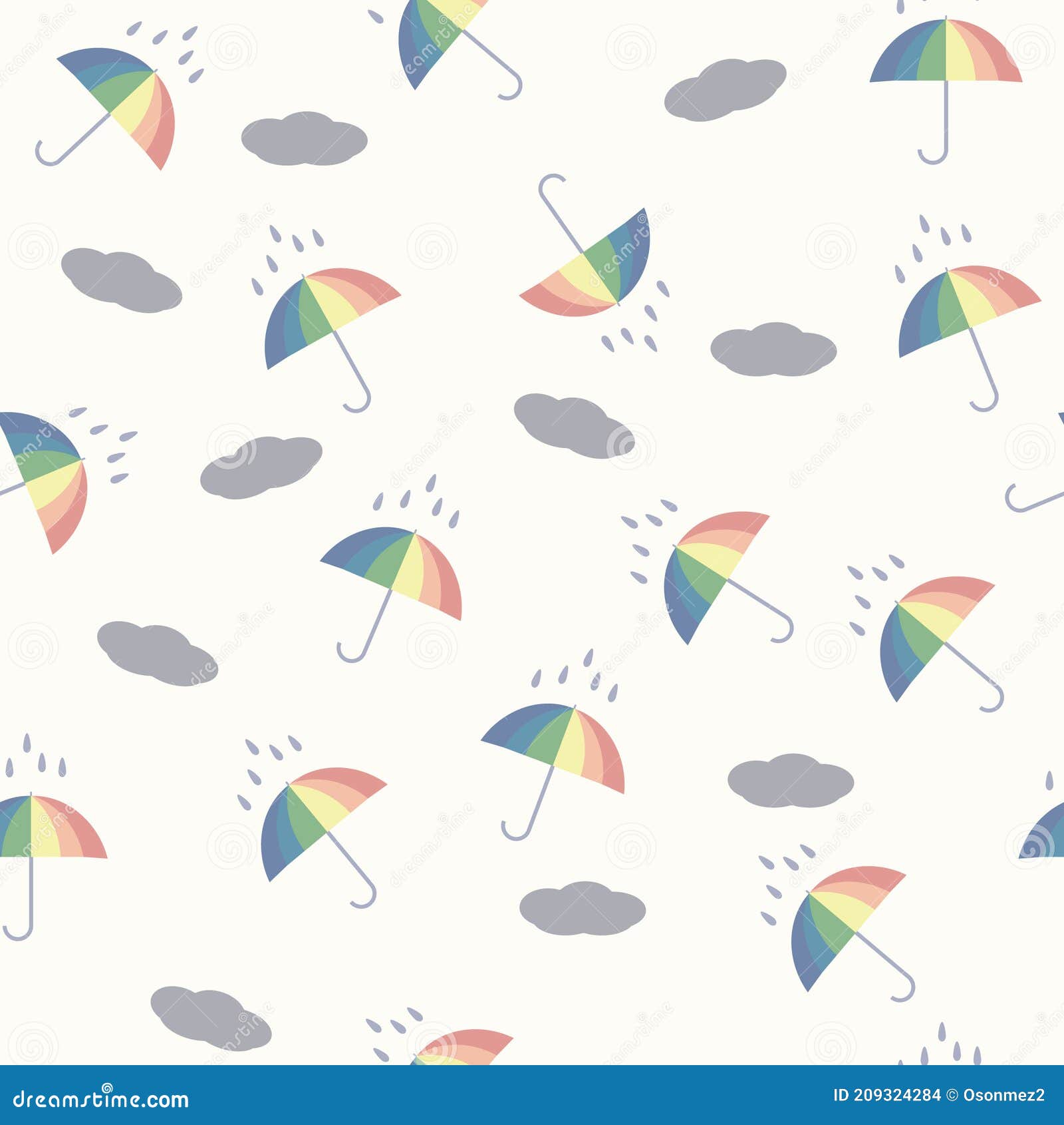 Vector Umbrella and Clouds Seamless Pattern Texture Stock Vector ...