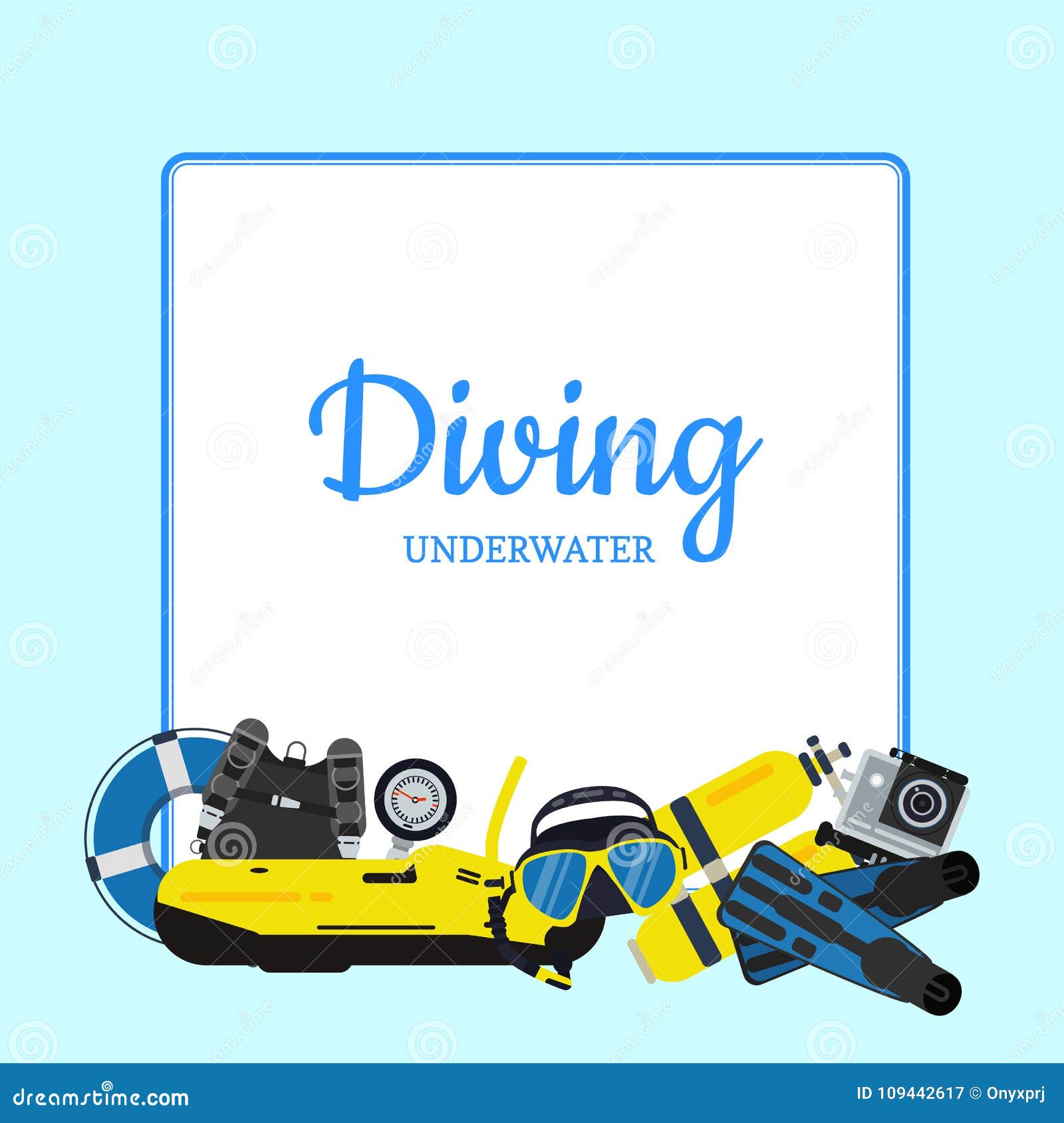Vector Underwater Diving Elements Stock Vector - Illustration of deep ...