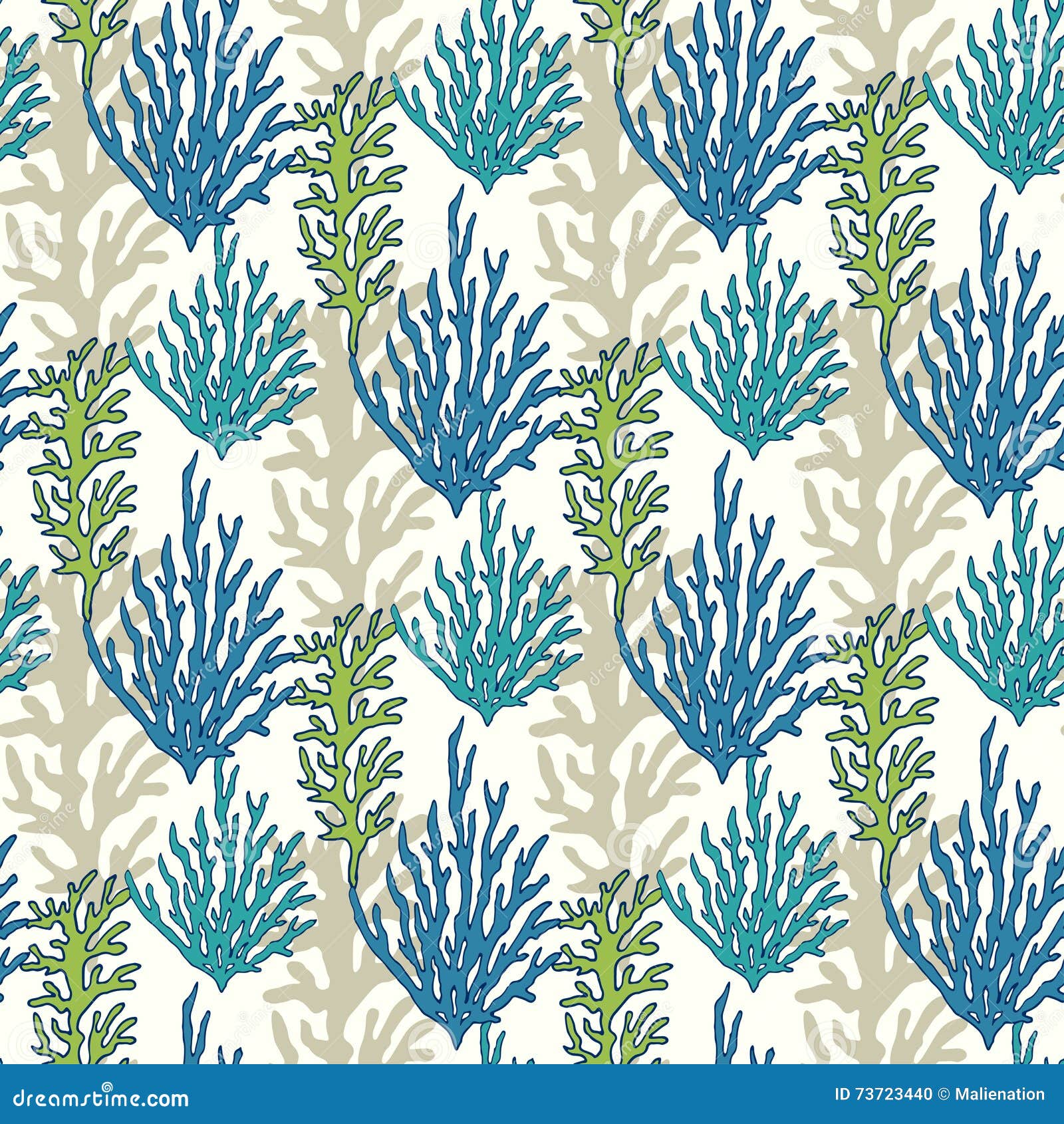 Vector Underwater Repeating Pattern. Seamless Seaweed Background with ...