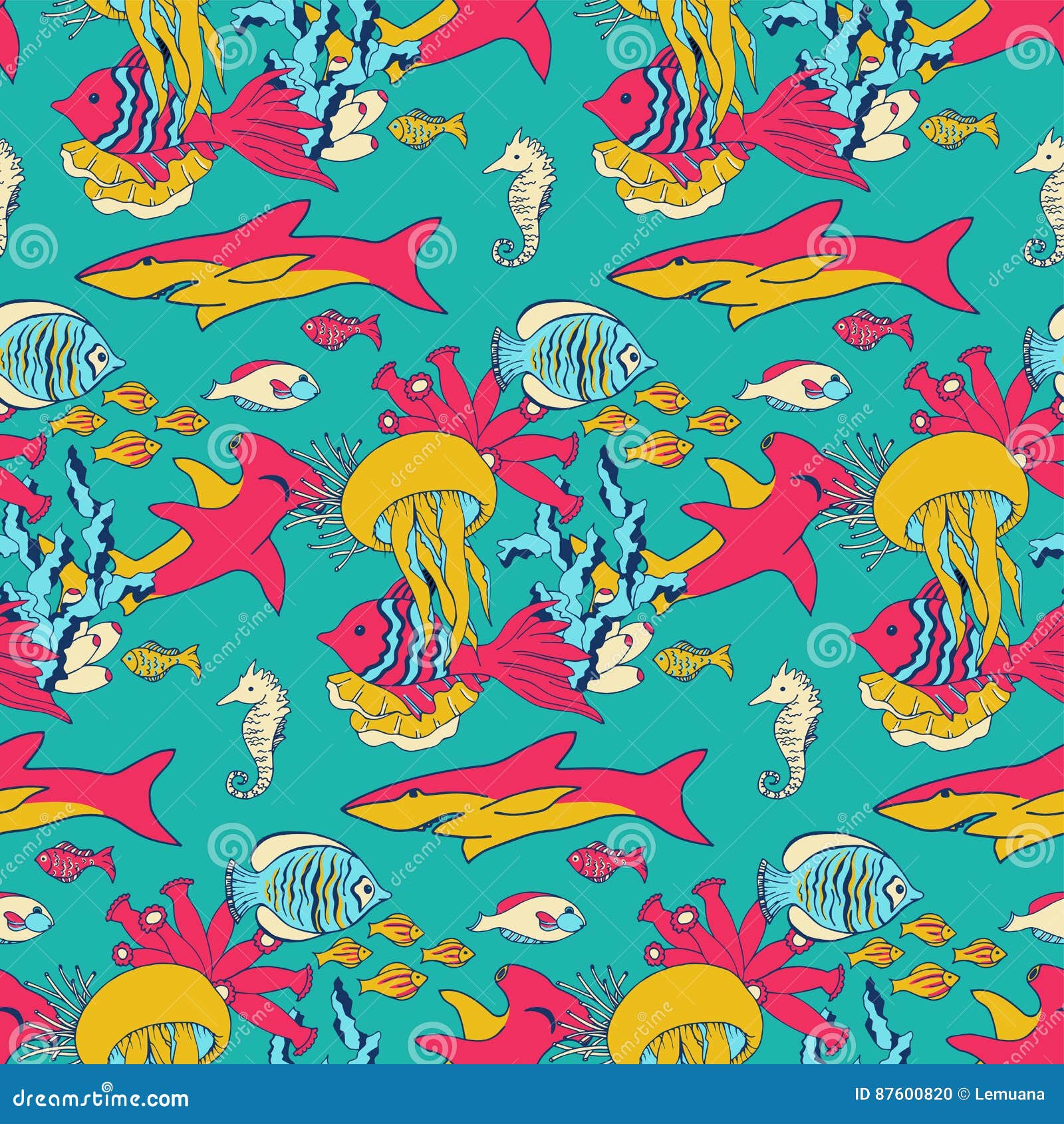 Vector Underwater Sea Life Seamless Pattern Texture Stock Vector ...
