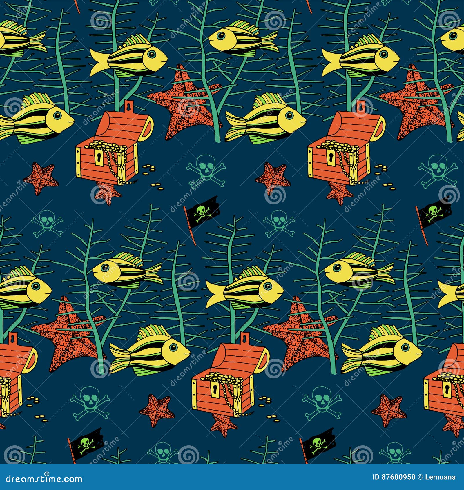 Vector Underwater Sea Life Seamless Pattern Texture Stock Vector ...