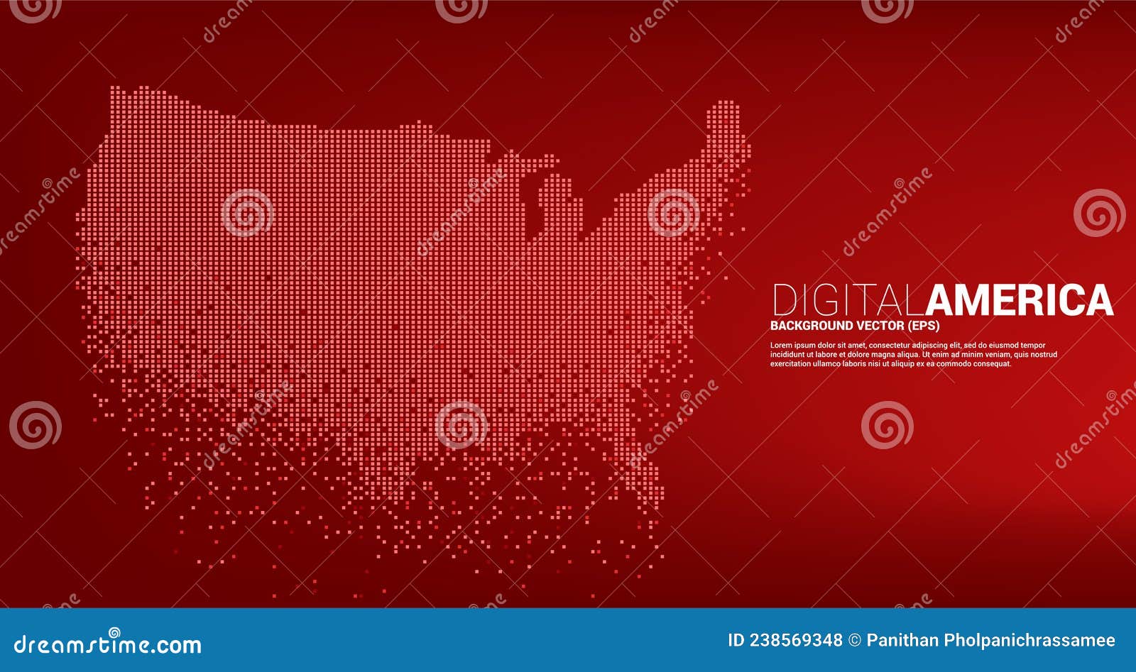 Vector United States Map from Pixel Square. Stock Vector - Illustration ...