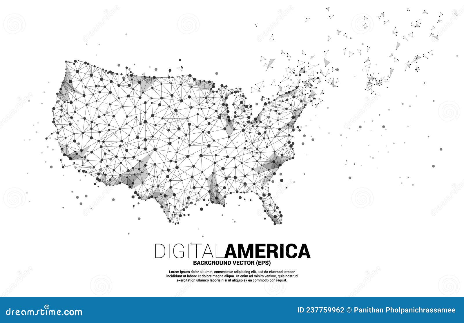 Vector United States Map from Polygon Dot Connect Line. Stock Vector ...