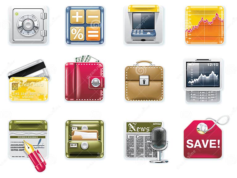 Vector Universal Square Icons. Part 6. Banking Stock Vector ...