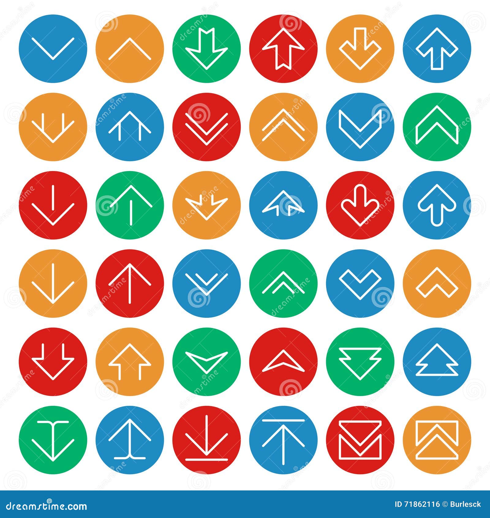Vector Up and Down Arrows on Circle Color Buttons. Download Upload Symbols Stock Vector ...