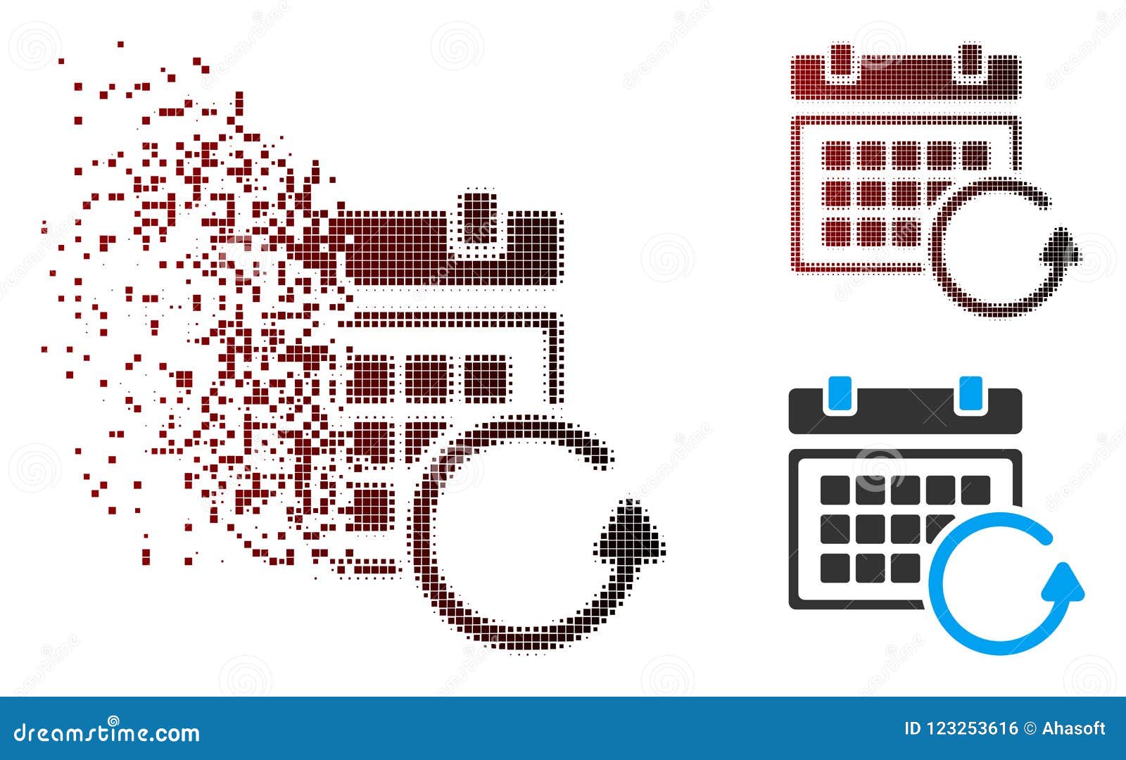 Disappearing Pixel Halftone Update Calendar Icon Stock Vector ...