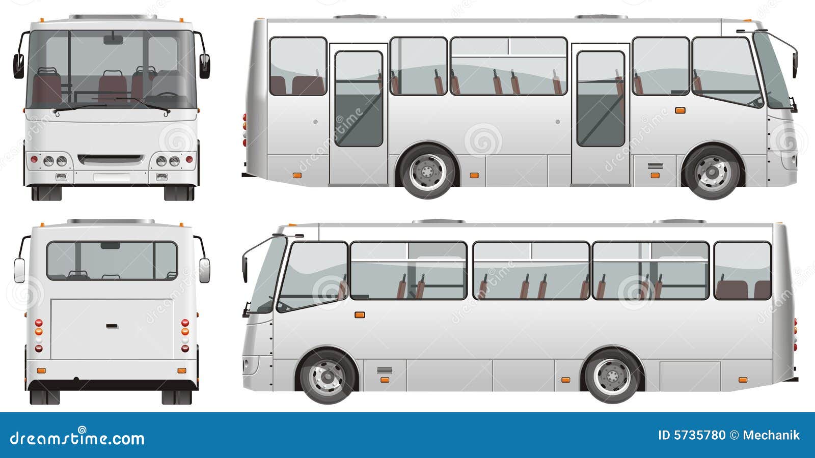 Vector Urban Passenger Mini-bus Stock Vector - Illustration of ...