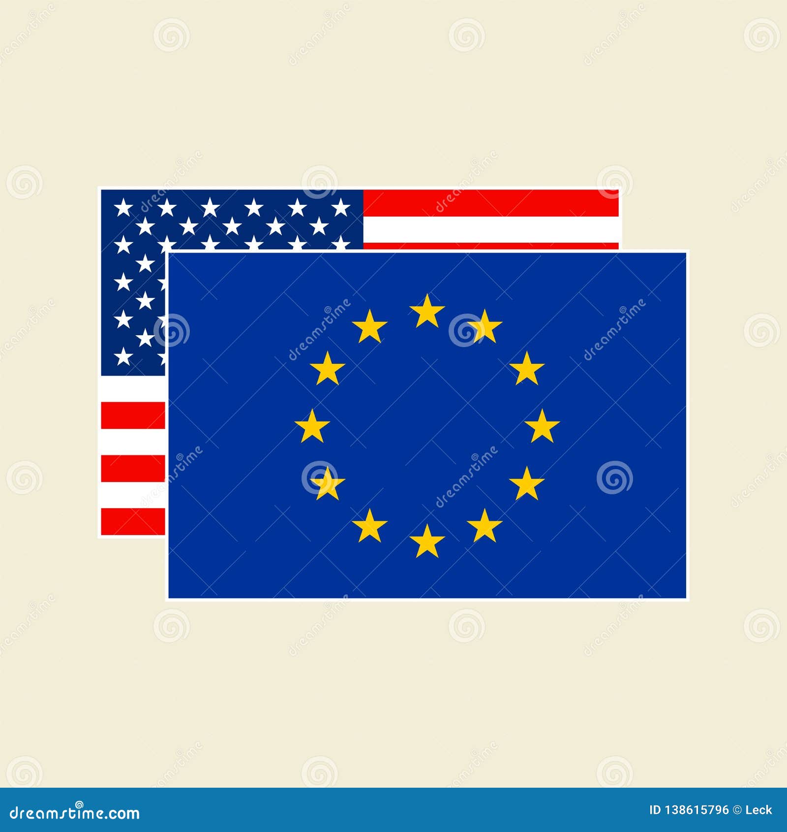 Vector US and EU Flags Set stock vector. Illustration of blue - 138615796