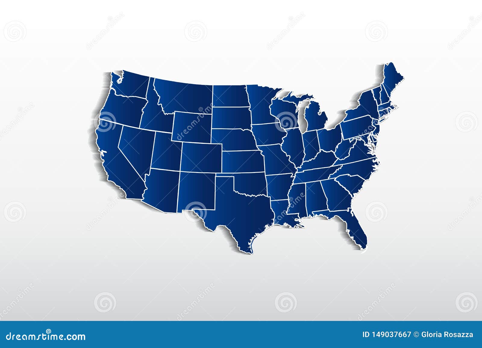 Vector USA Map Detailed States in Blue Logo Stock Vector - Illustration ...