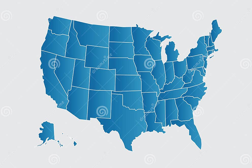 Vector USA map blue states stock vector. Illustration of american ...
