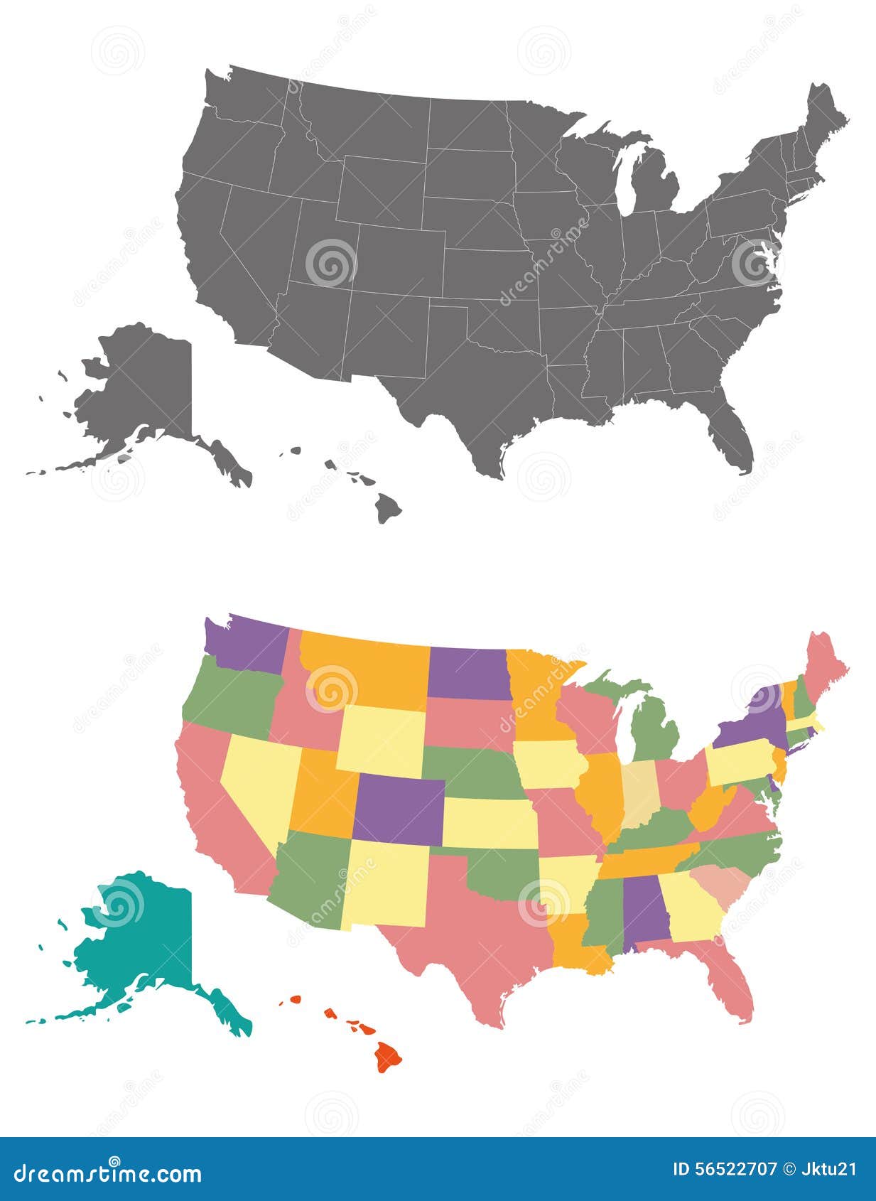 Vector Usa Map with States Borders Stock Vector - Illustration of ...