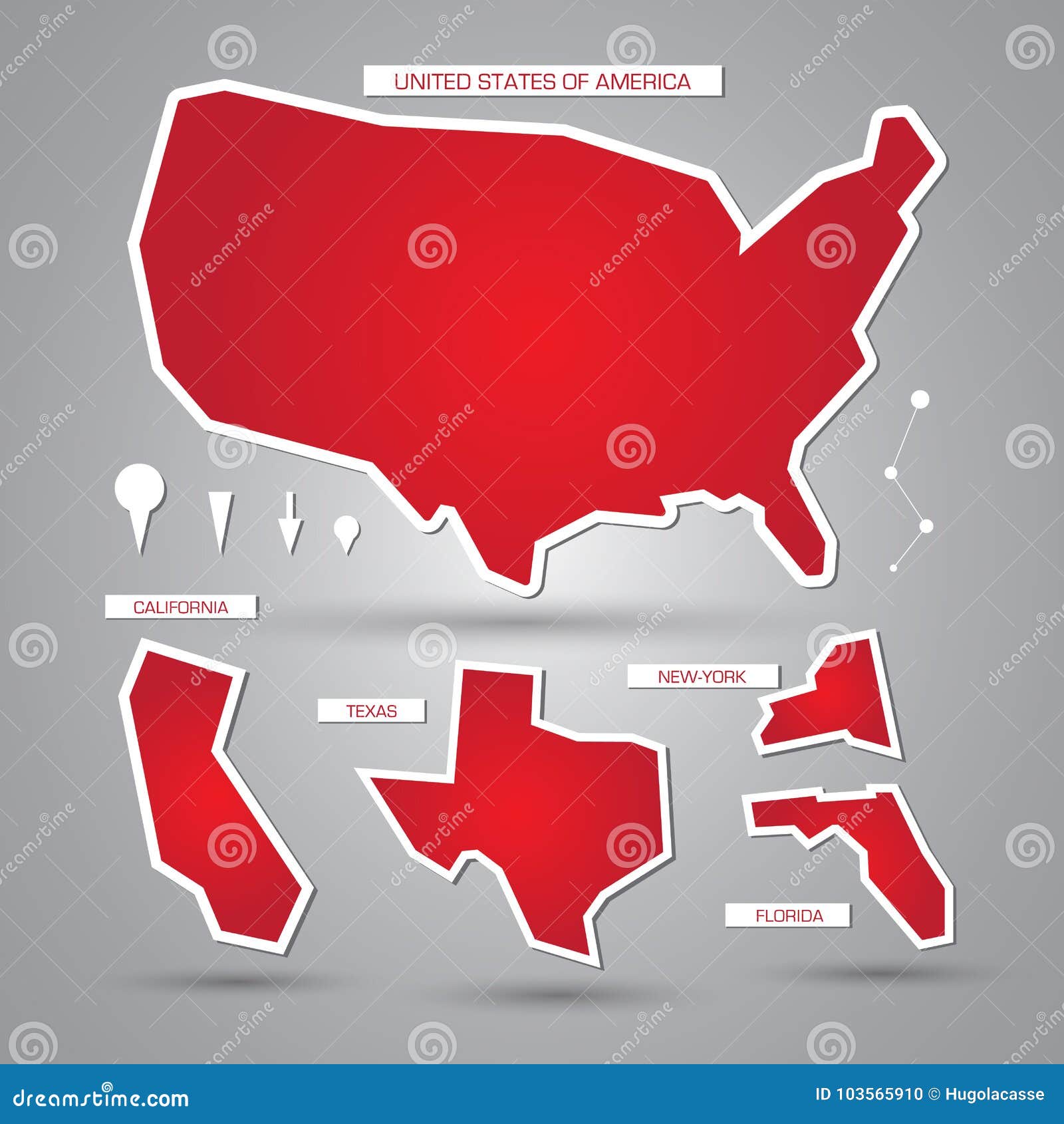 Vector USA Maps and Elements Stock Vector - Illustration of states ...
