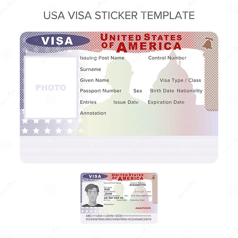 Vector USA Passport Visa Sticker Template in Flat Style Stock Vector ...