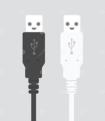 Vector USB Plug Black and White Stock Vector - Illustration of concept ...