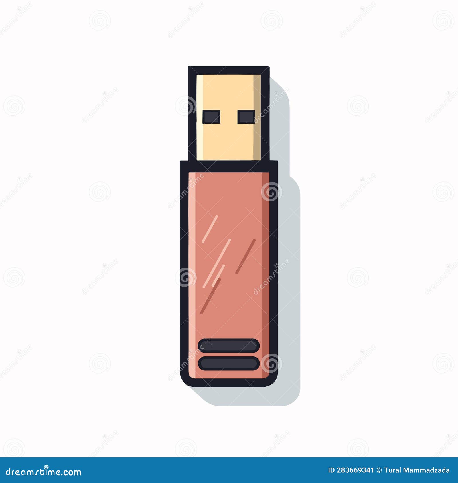 Vector of a USB Stick with a Face Icon in a Minimalist Line Style Stock ...