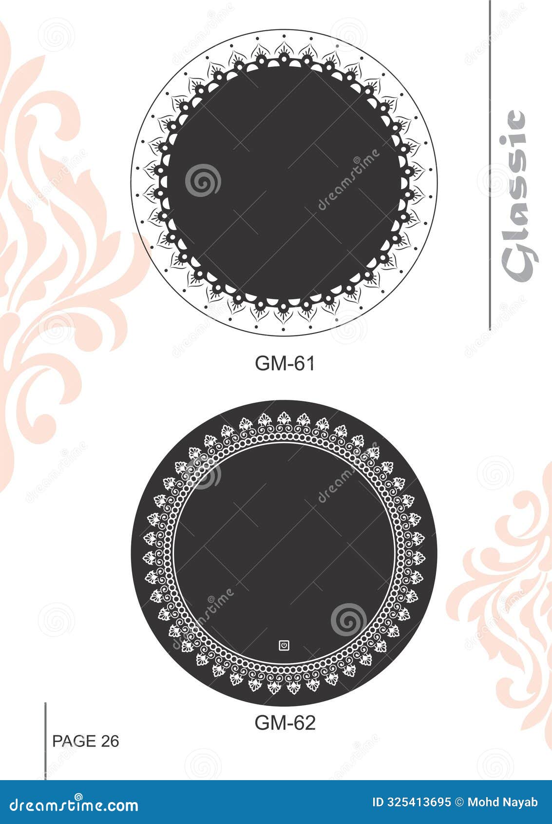 Led Mirror with Touch Sensor Design Stencil Cdr X6 Stock Illustration ...