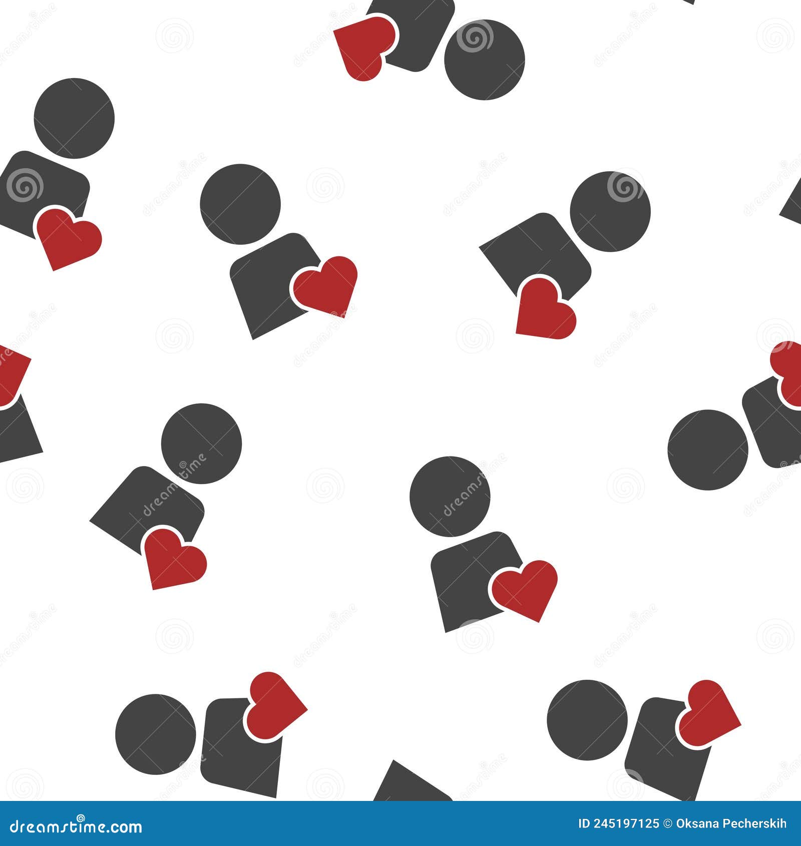 Vector User and Heart Icon Seamless Pattern on a White Background ...